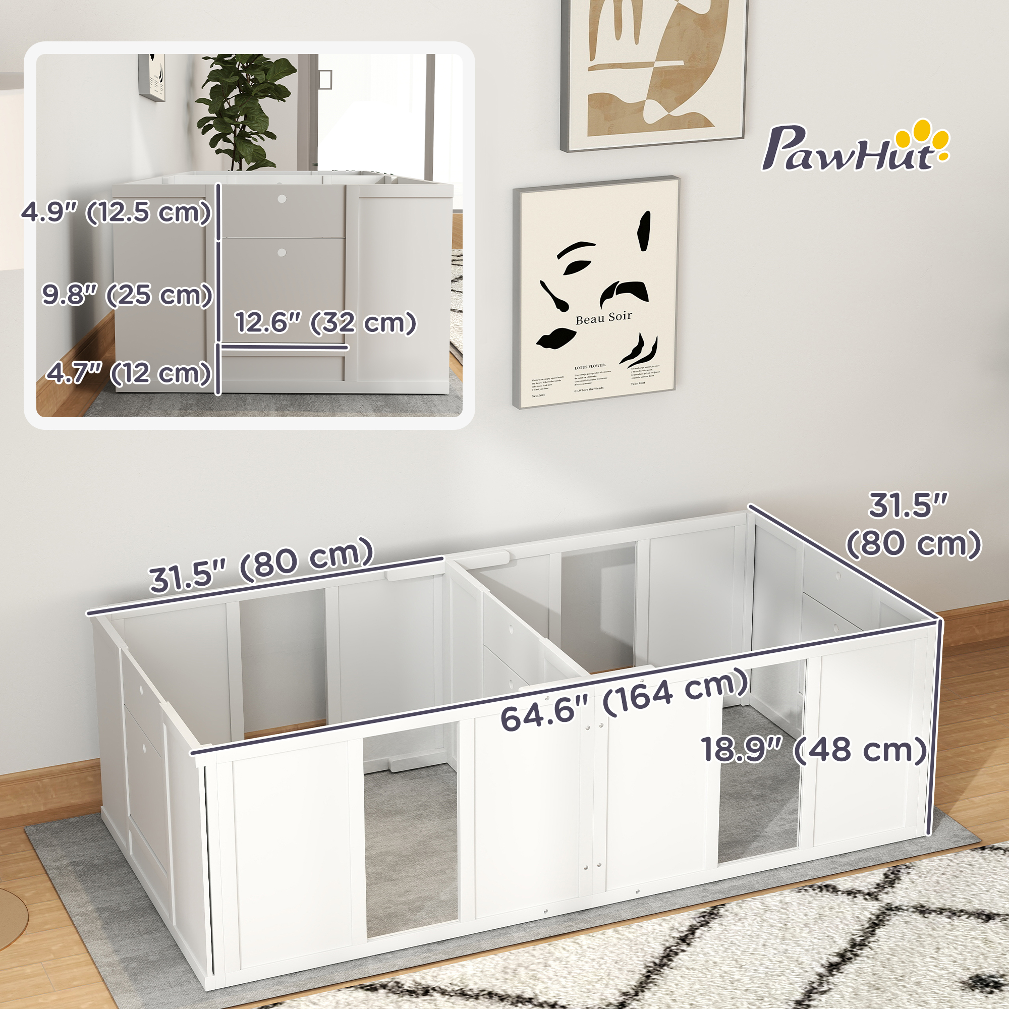 PawHut Whelping Box for Dogs and Puppies, Dog Birth Supplies Indoor w ...
