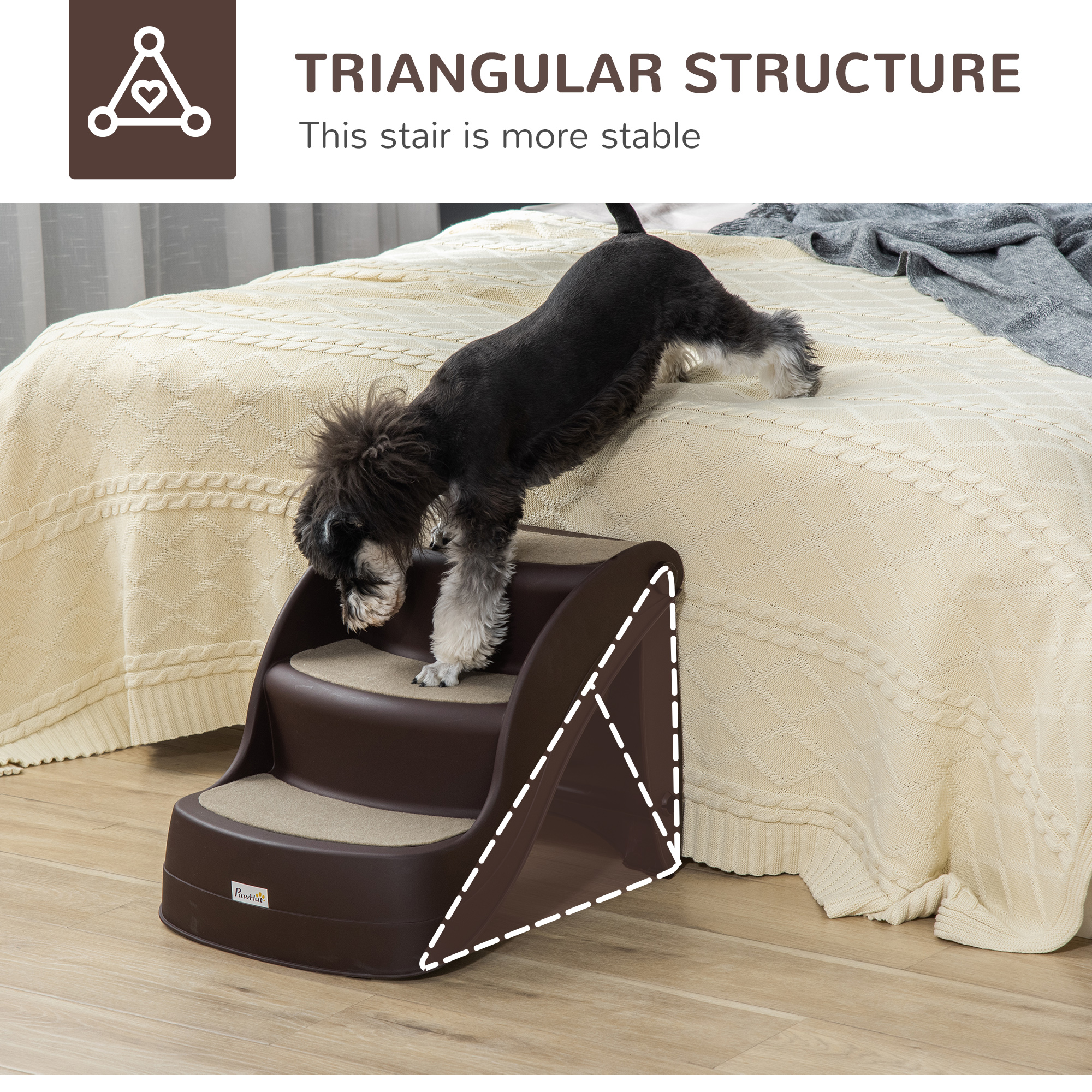 PawHut Portable Pet Stairs Foldable Steps for Small Dogs and Cats 3 ...
