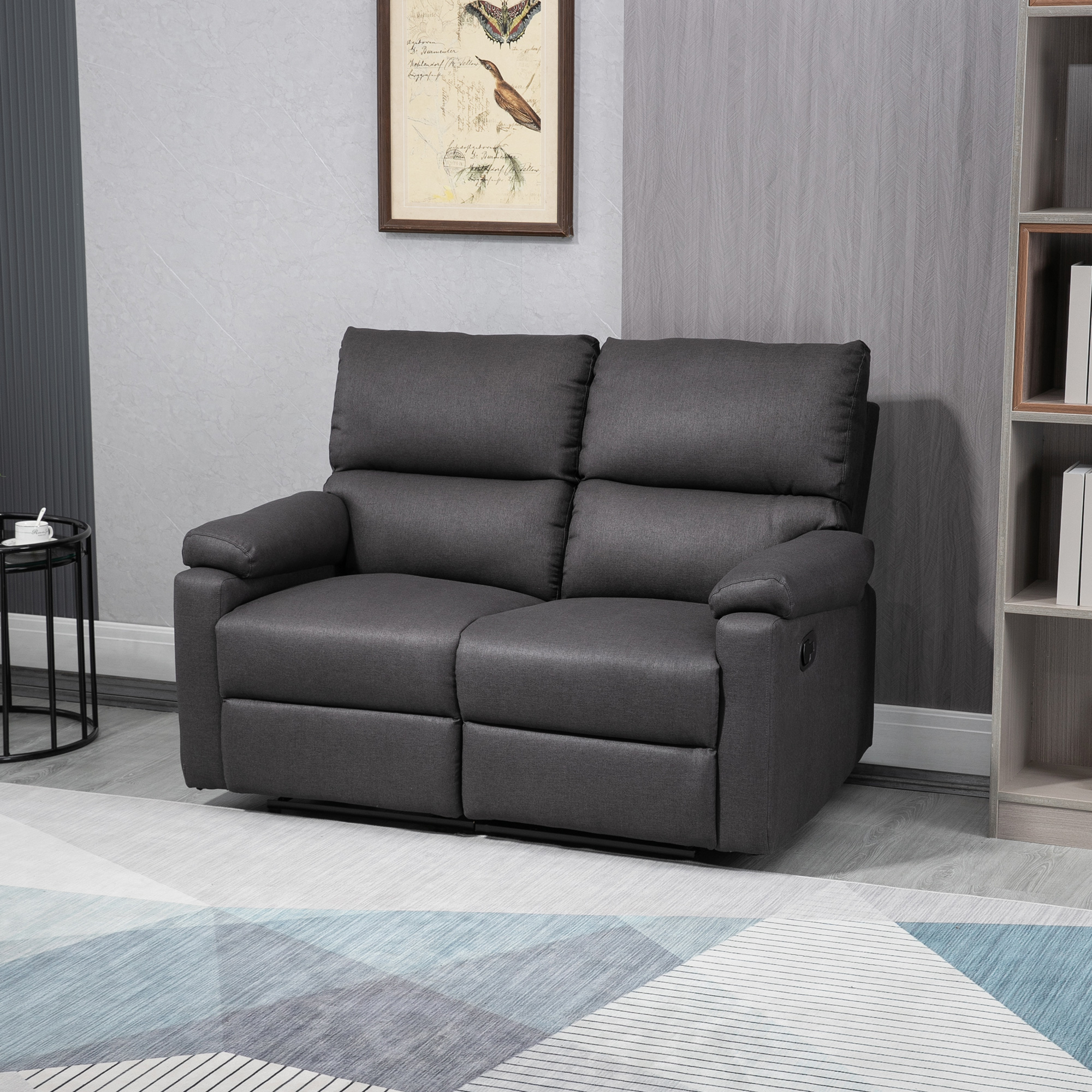 HOMCOM Loveseat Recliner Sofa, 2 Seater Reclining Chair with Footrest ...