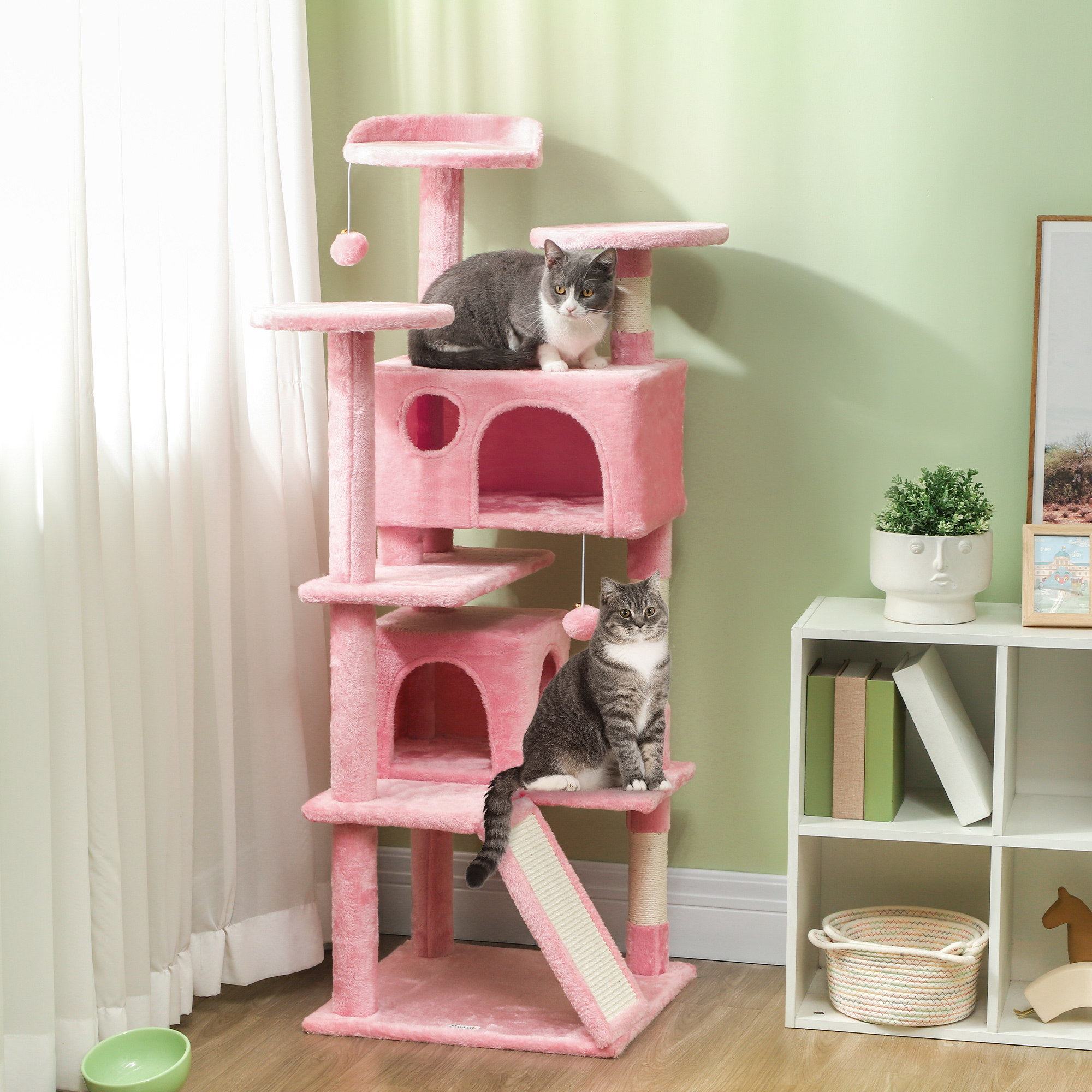 PawHut 54" Cat Tree, Multi-Level Cat Tower with Scratching Posts, Cat ...