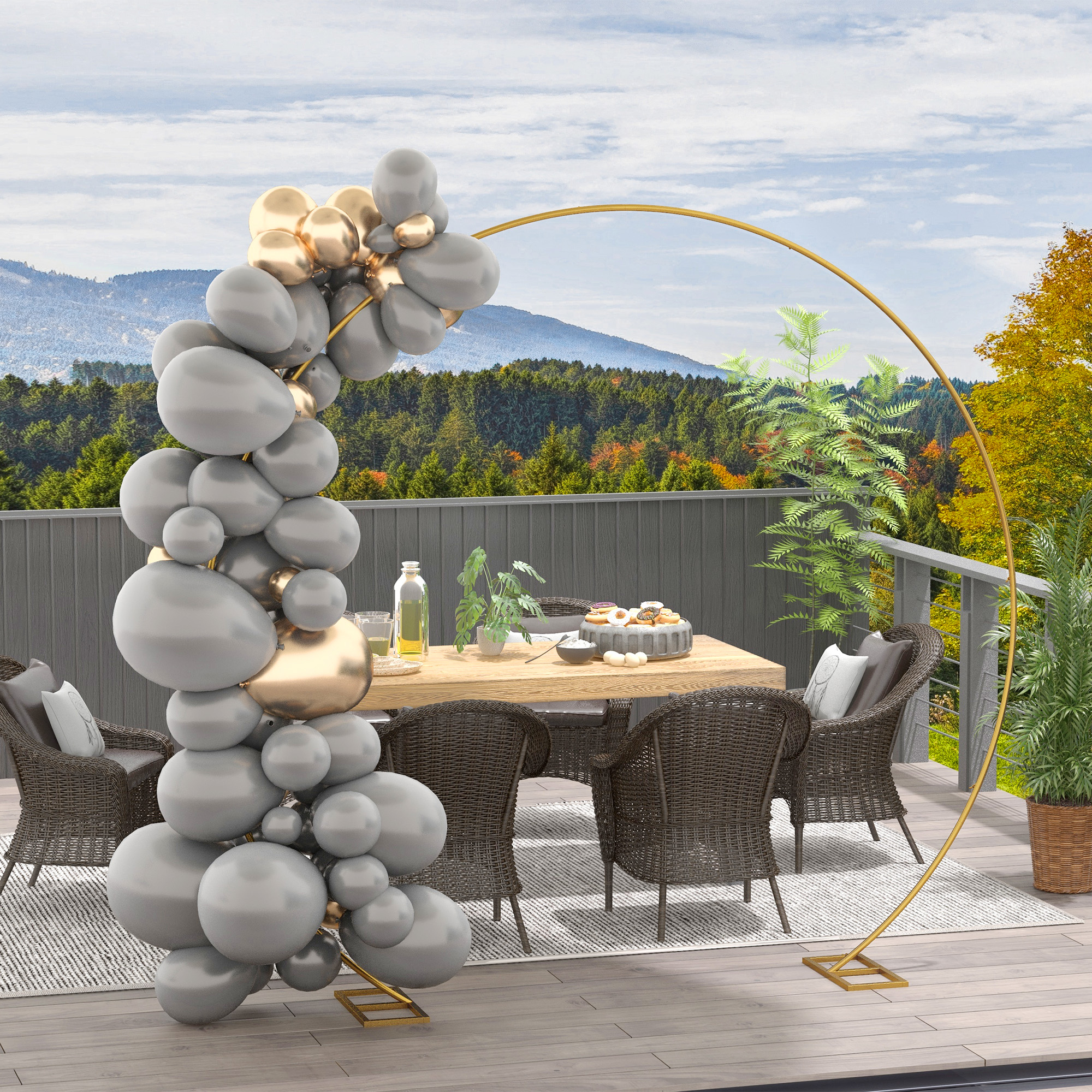 Outsunny 9.1FT Gold Backdrop Stand, Round Metal Wedding Arch for ...