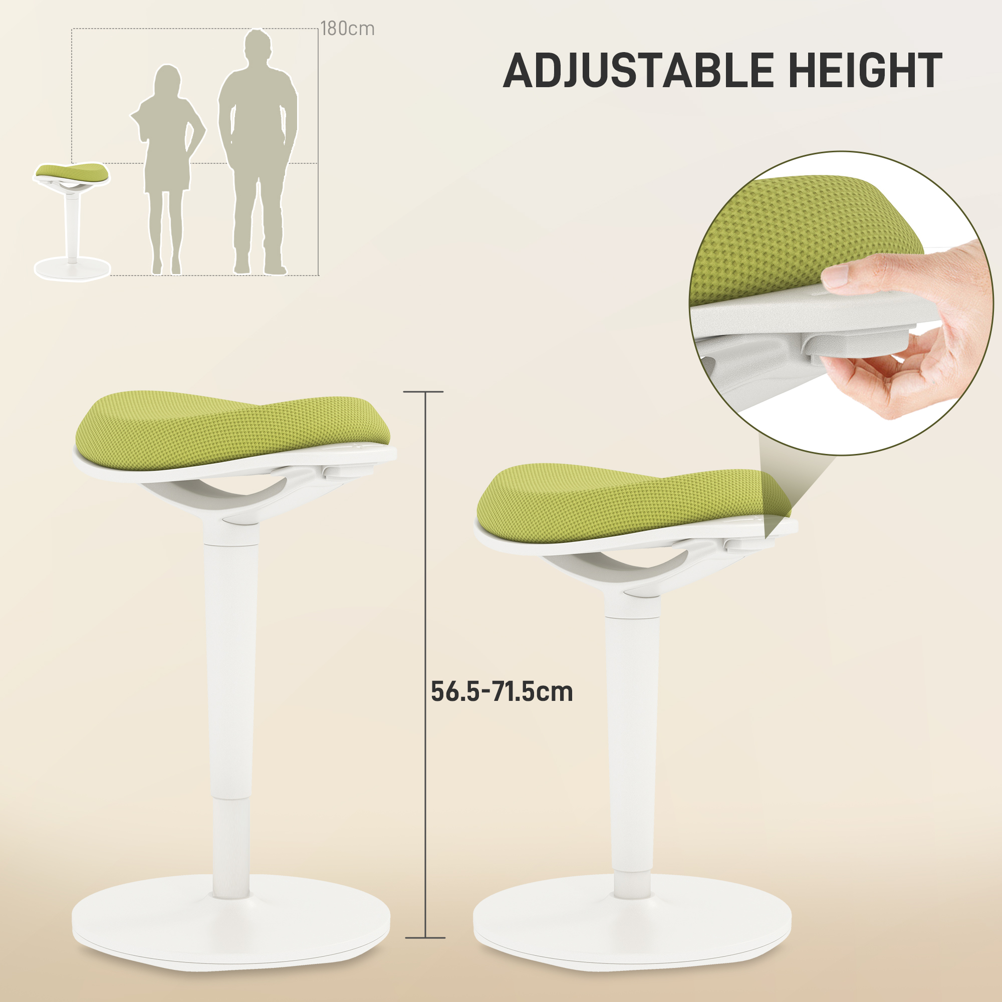 HOMCOM Standing Desk Stool, Ergonomic Wobble Chair, Adjustable Leaning ...