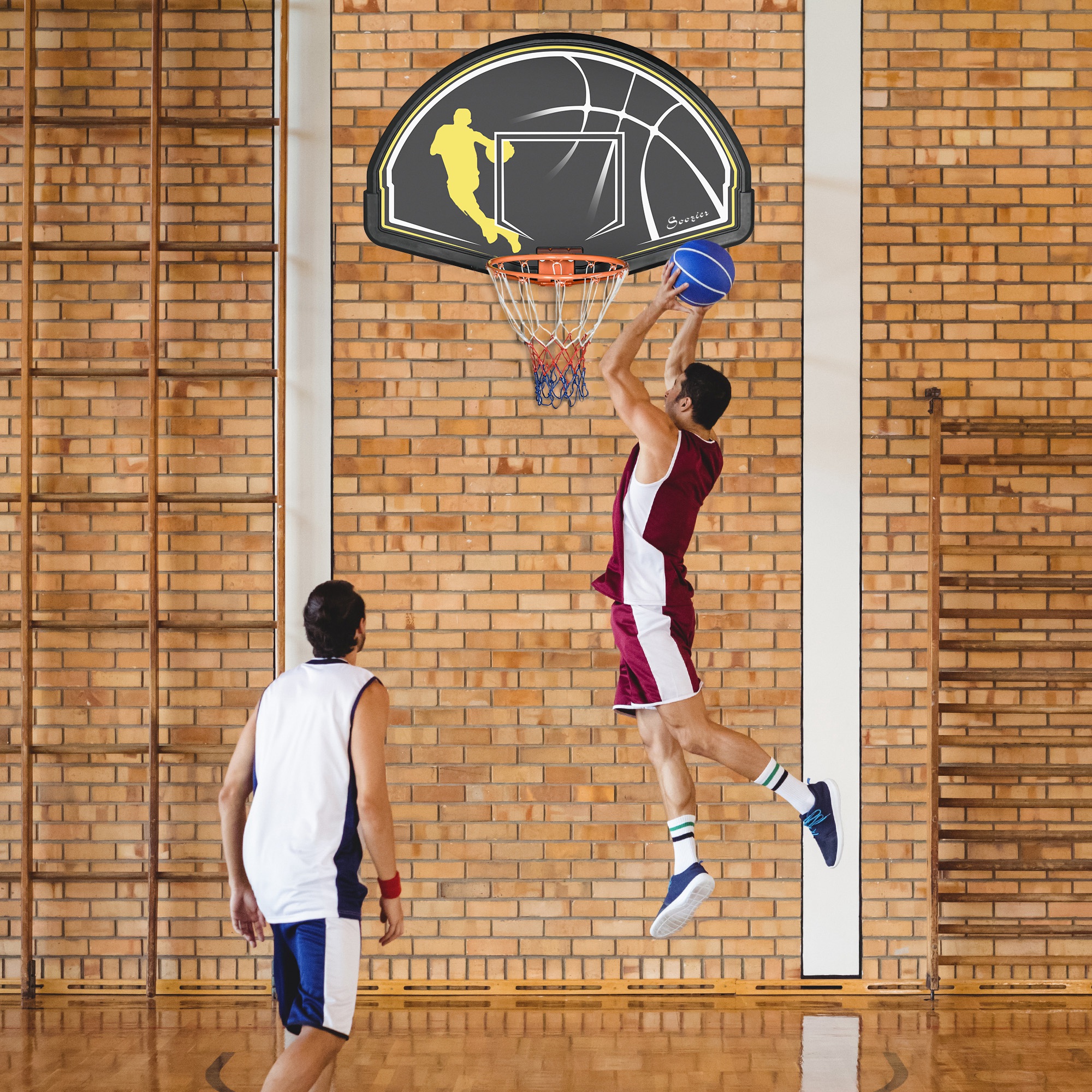Soozier Wall Mounted Basketball Hoop, Mini Basketball Hoop and ...