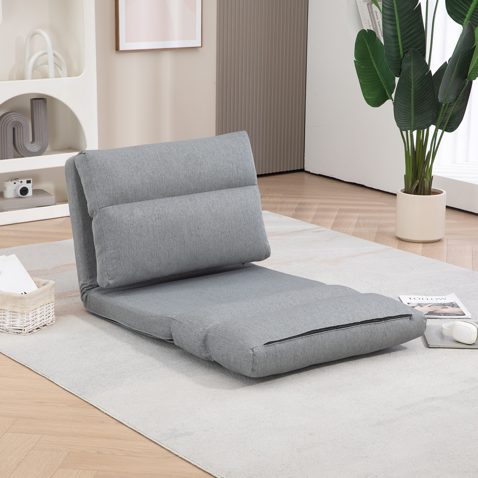 HOMCOM Floor Chair for Adults Floor Sofa Bed with 6-Position Adjustable ...