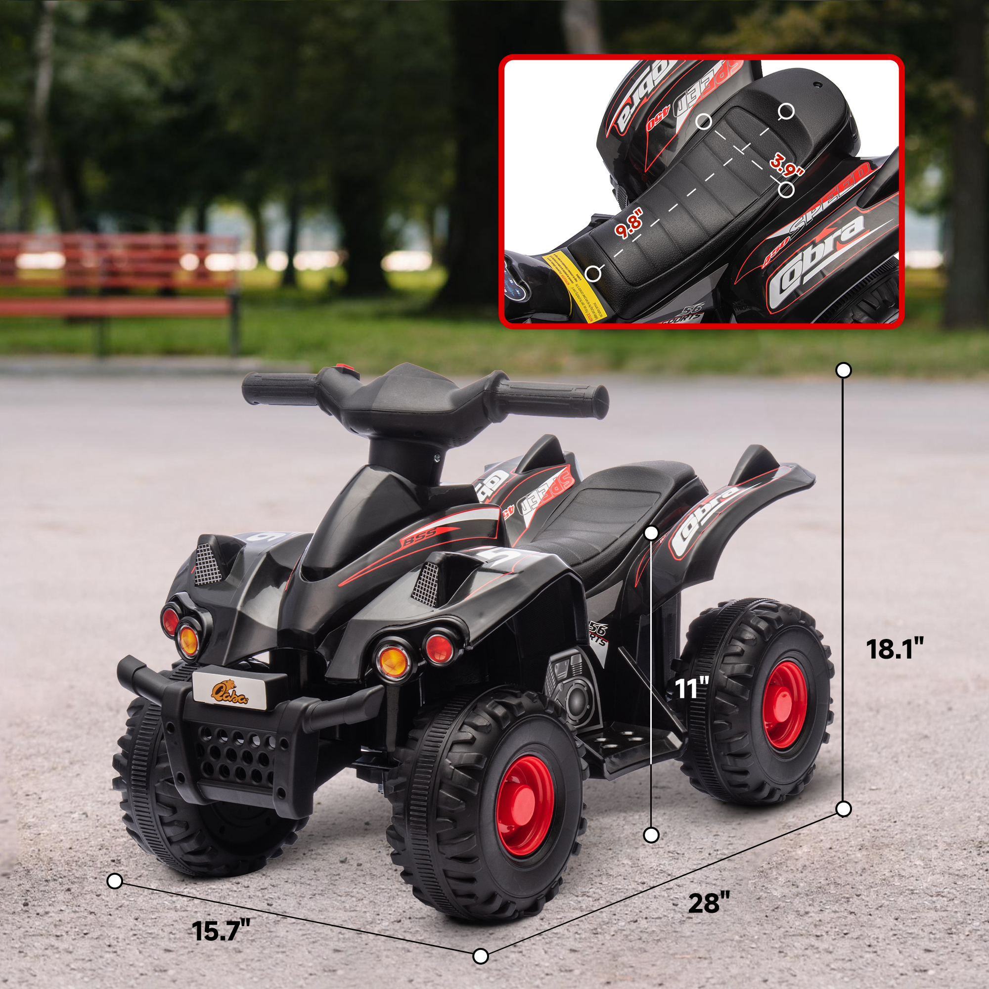 Qaba 6V Kids ATV, 4 Wheeler Quad Car w/ Music for 2-6 Years, Black ...