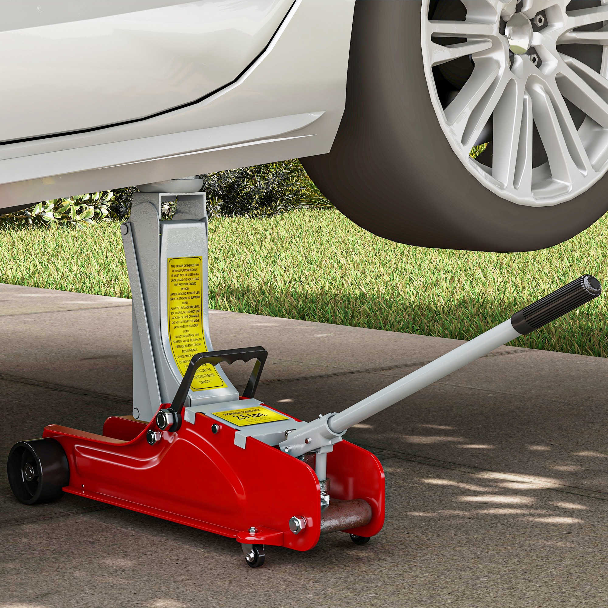 HOMCOM Low Profile Jack, Hydraulic Racing Floor Jack, 3.1"-15" Lifting ...