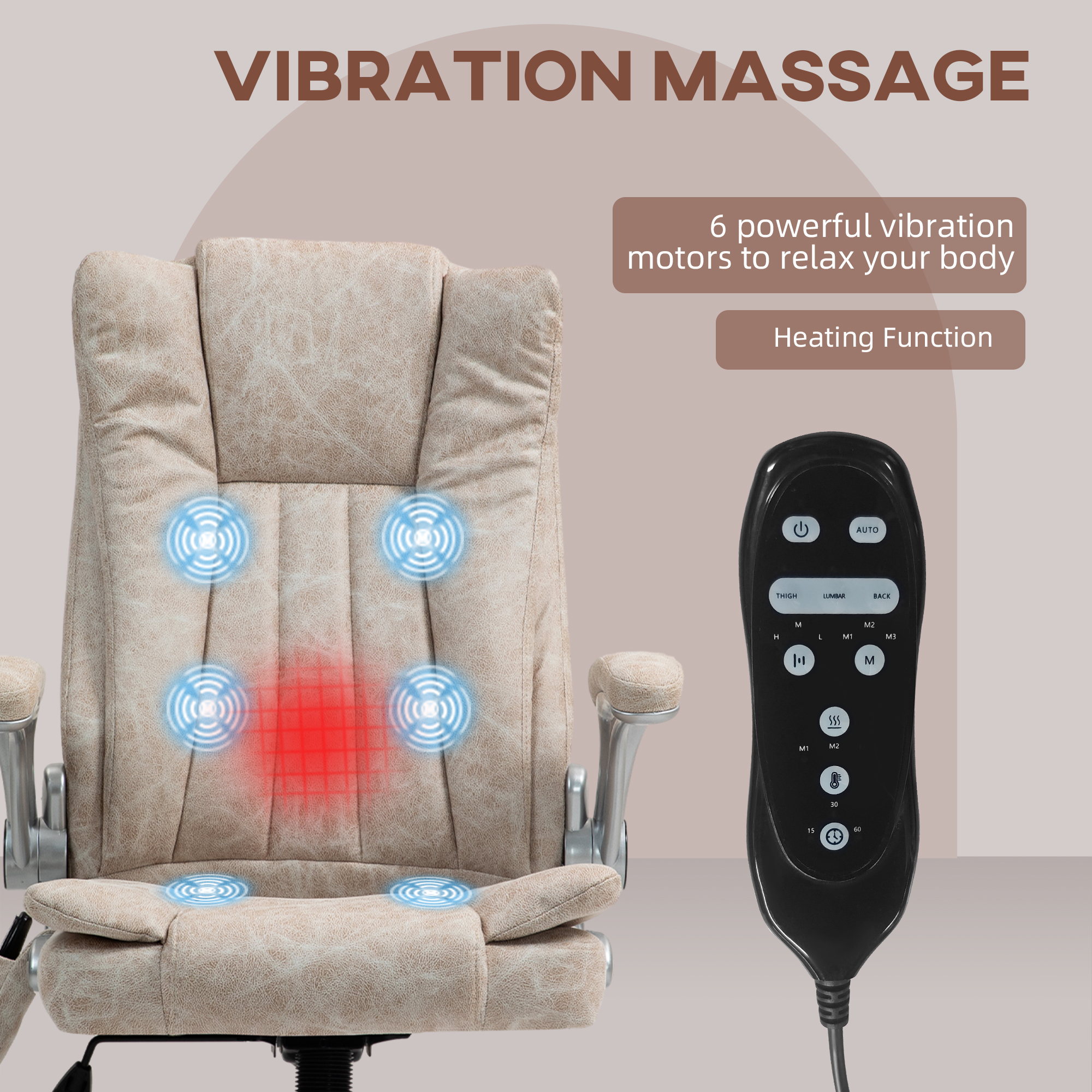 HOMCOM Vibration Massage Office Chair, High Back Heated Computer Chair ...