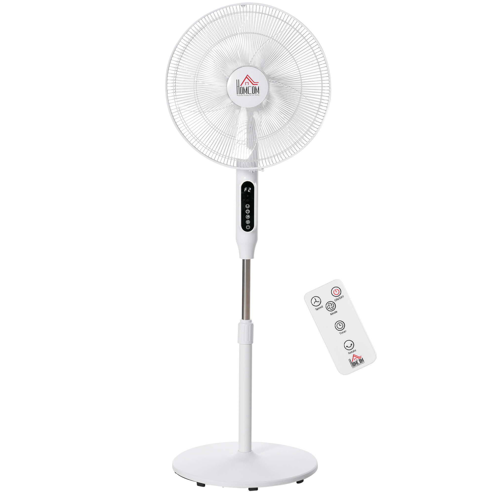 HOMCOM Standing Floor Fan with Remote Control, Stand Up Cooling Fan ...