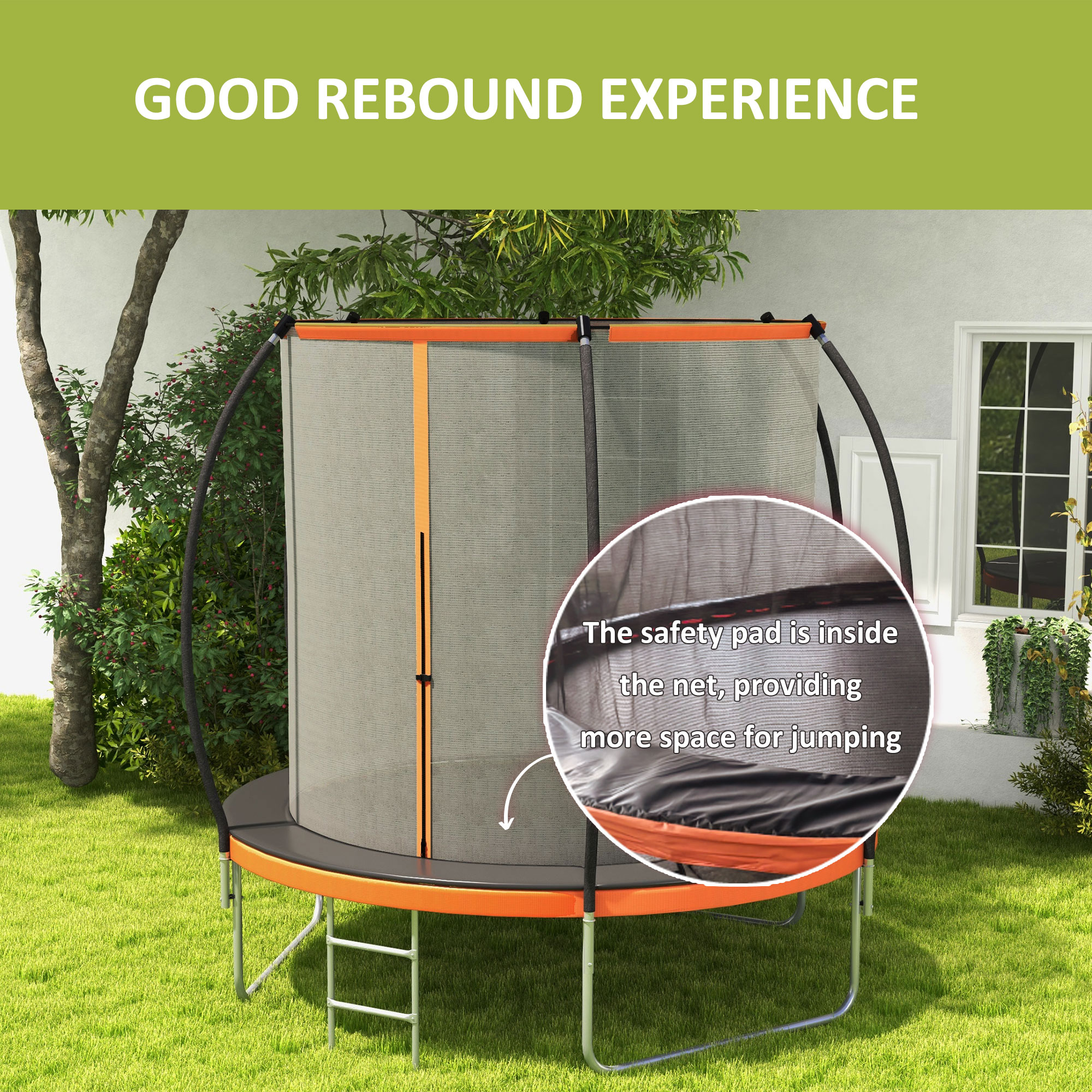 Soozier Backyard Trampoline Soozier 8ft/10ft Trampoline With Safety ...
