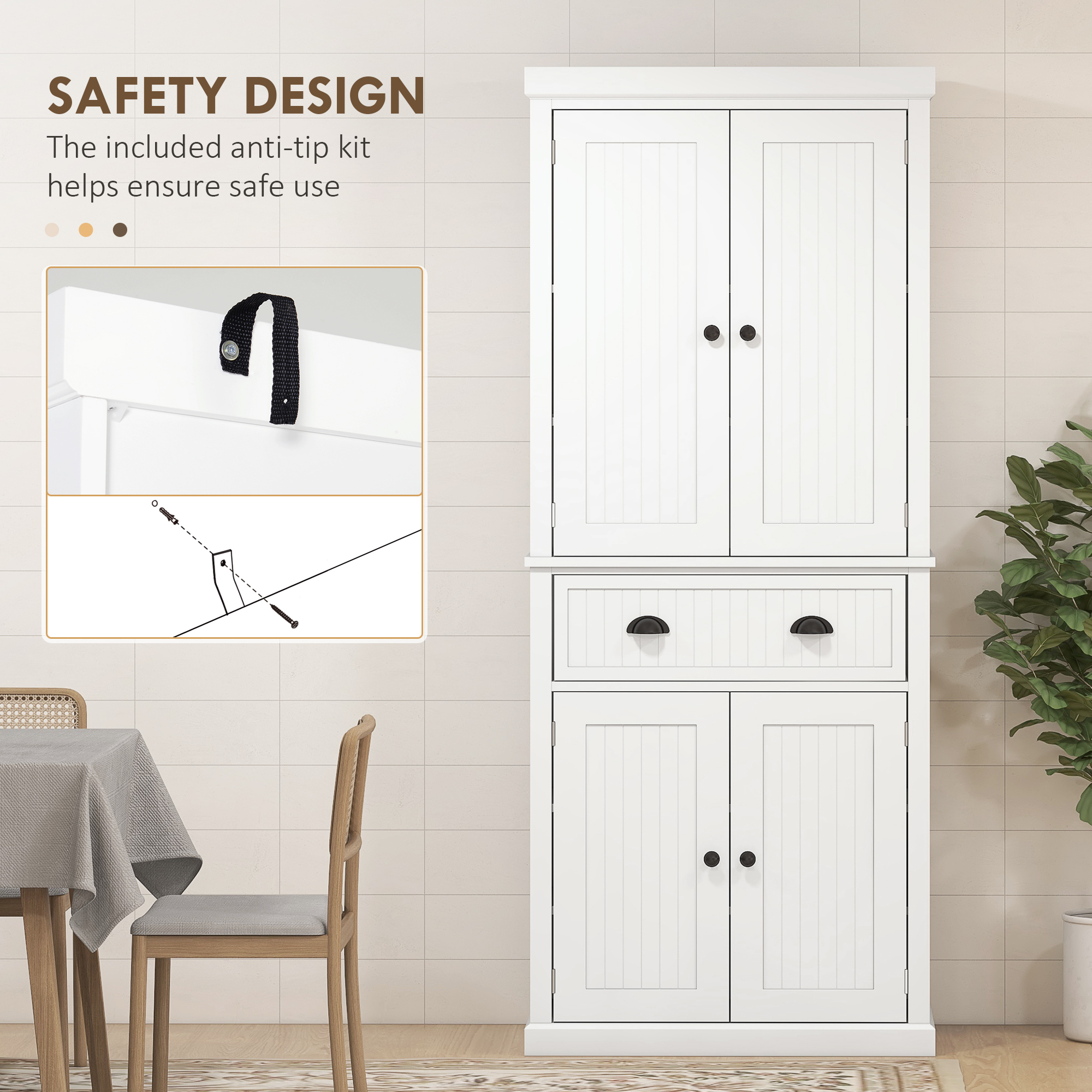 HOMCOM 72" Kitchen Cabinet, Pantry Storage Cabinet with Doors and ...