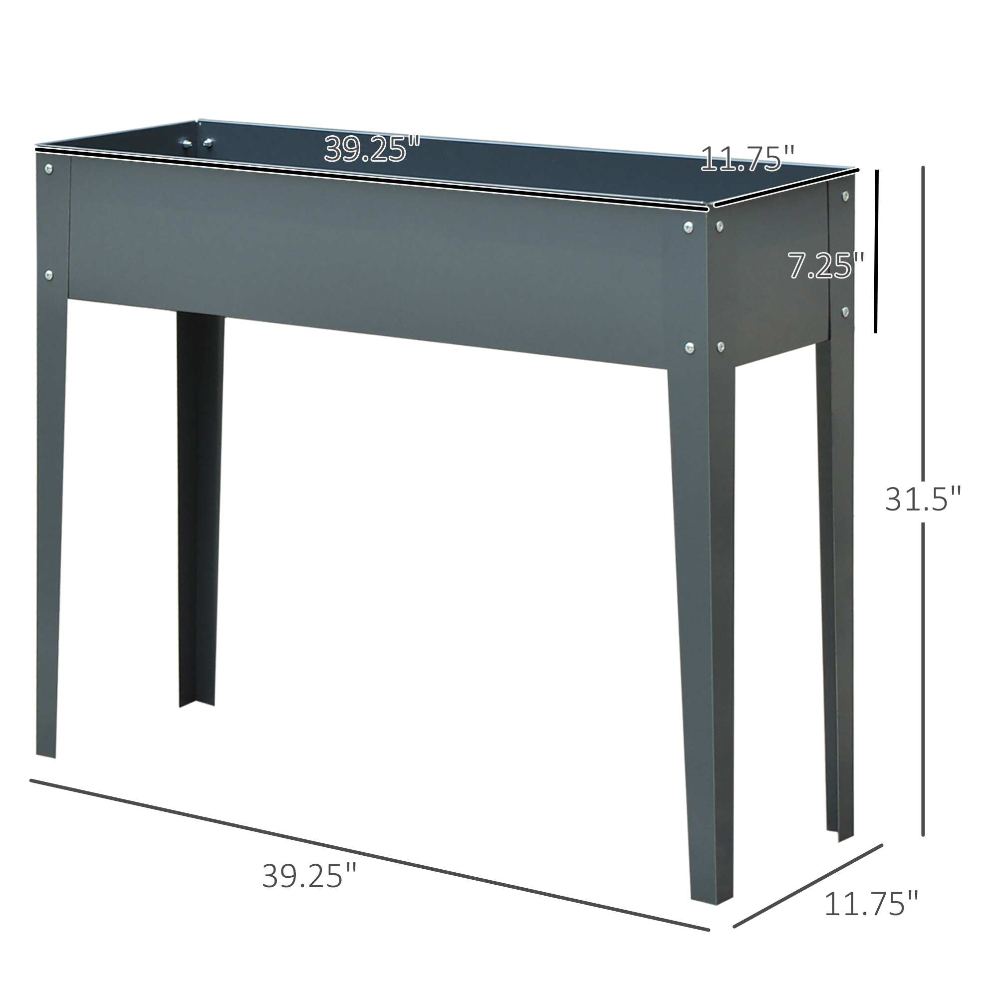 Outsunny 40” x 12” x 32” Metal Raised Garden Bed Planter Box - Dark ...