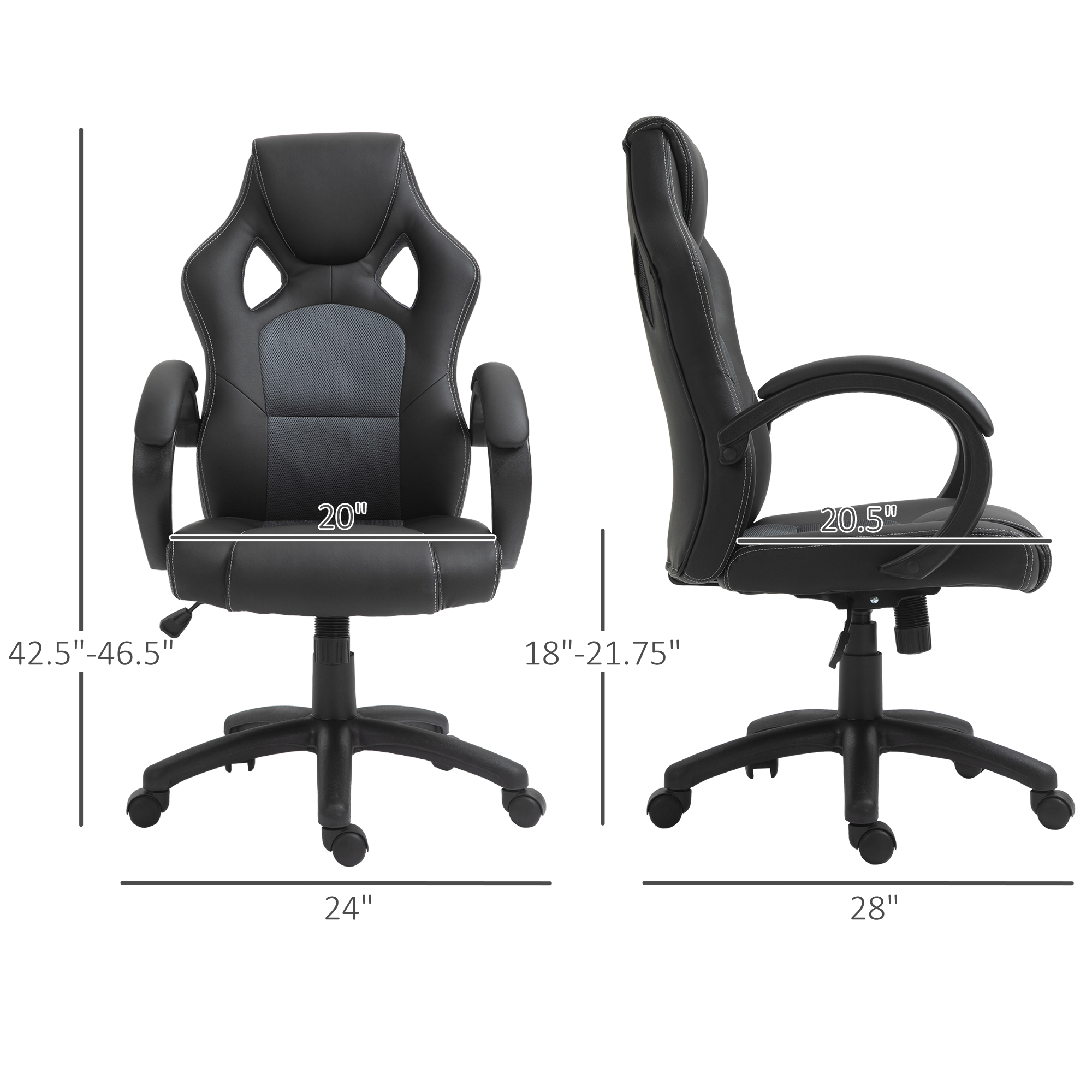 HOMCOM Office Chair Racing Gaming Style Executive High Back Office ...