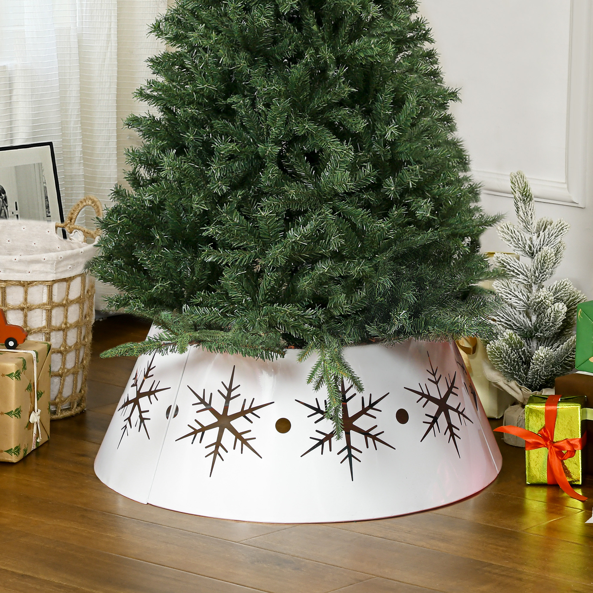 HOMCOM 26" Christmas Tree Base Cover, Christmas Tree Collar with Hollow ...