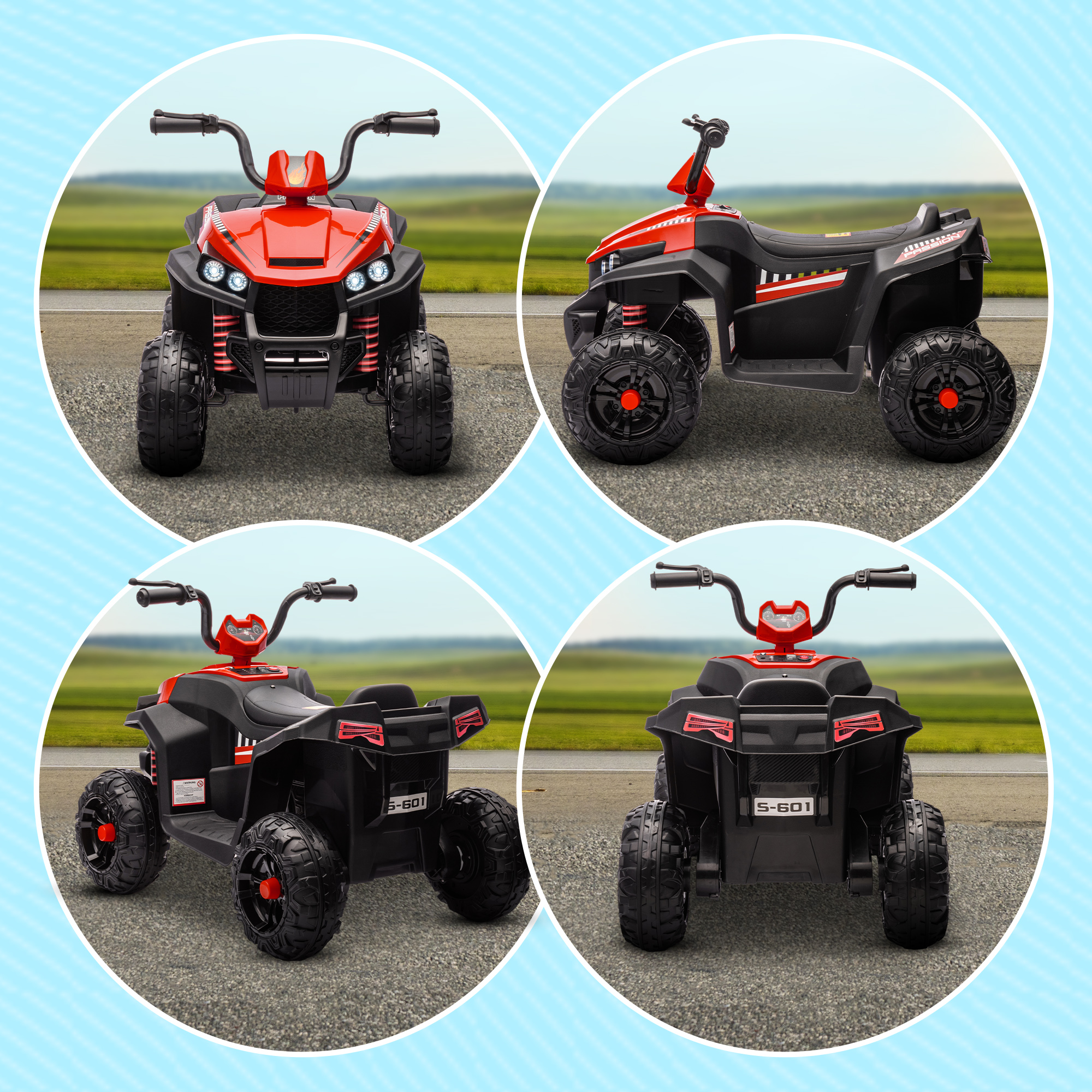 Qaba 12V Kids ATV with Four Wheels Spring Suspension, Forward ...