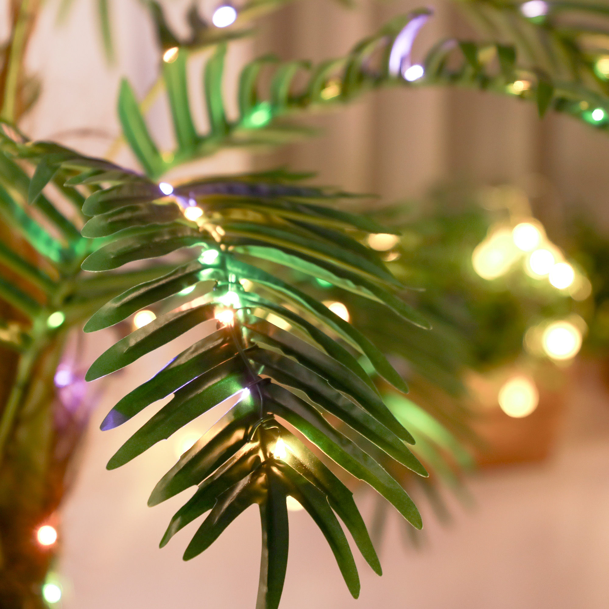 Outsunny 5' Artificial Light Up Palm Tree Lighted Tropical Fake Tree ...