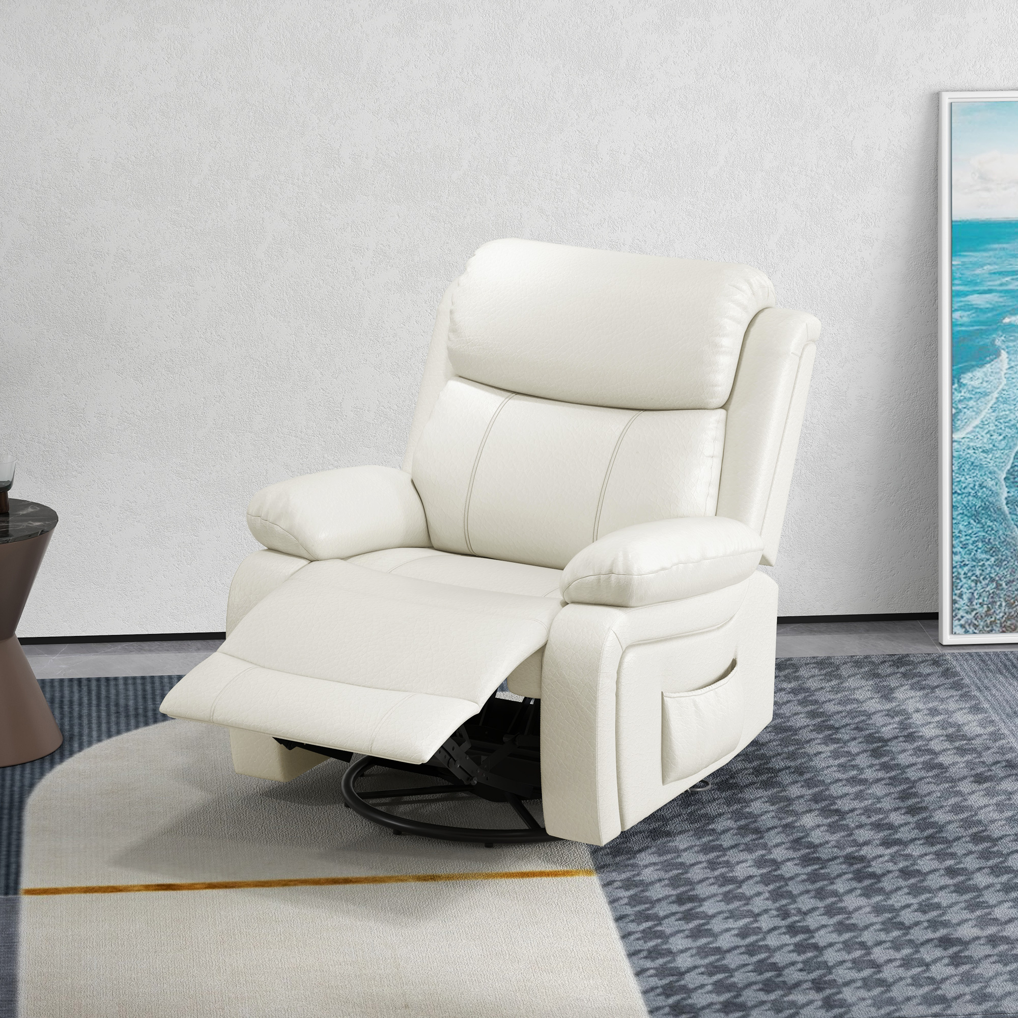 HOMCOM PU Leather Reclining Chair Vibration Massage Recliner with ...