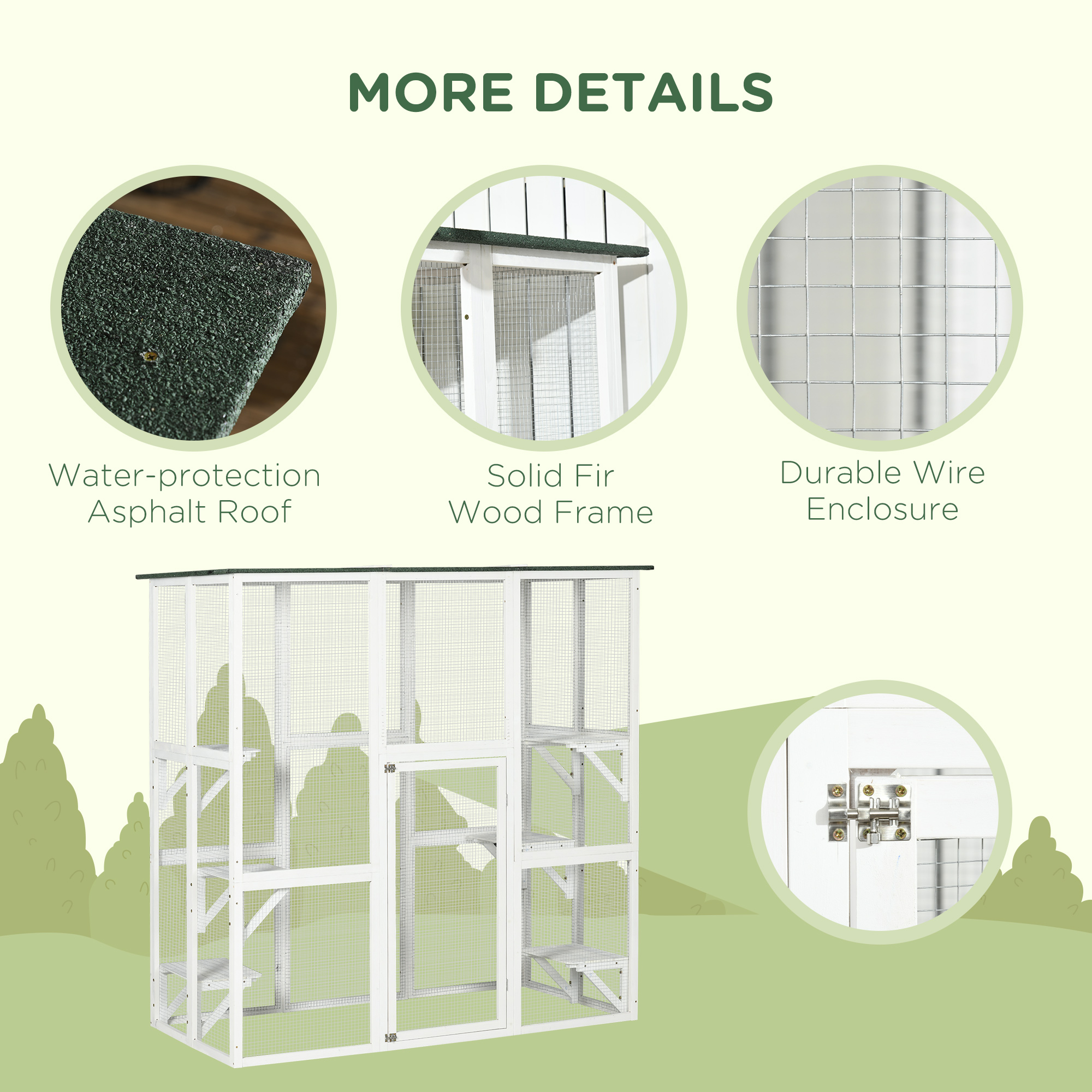 PawHut Outdoor Cat House Big Catio Wooden Feral Cat Shelter Enclosure ...