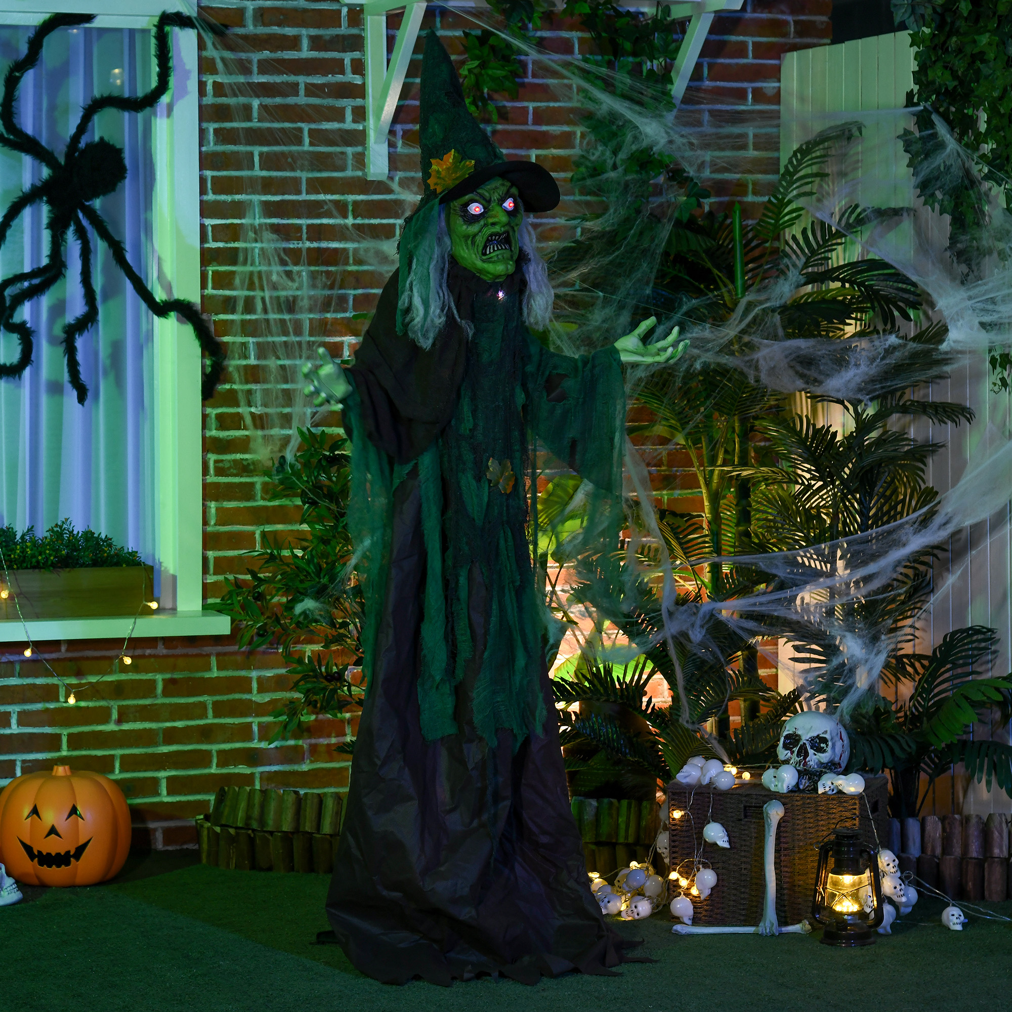 HOMCOM 72 Inch/6ft Life Size Outdoor Halloween Decoration Witch ...