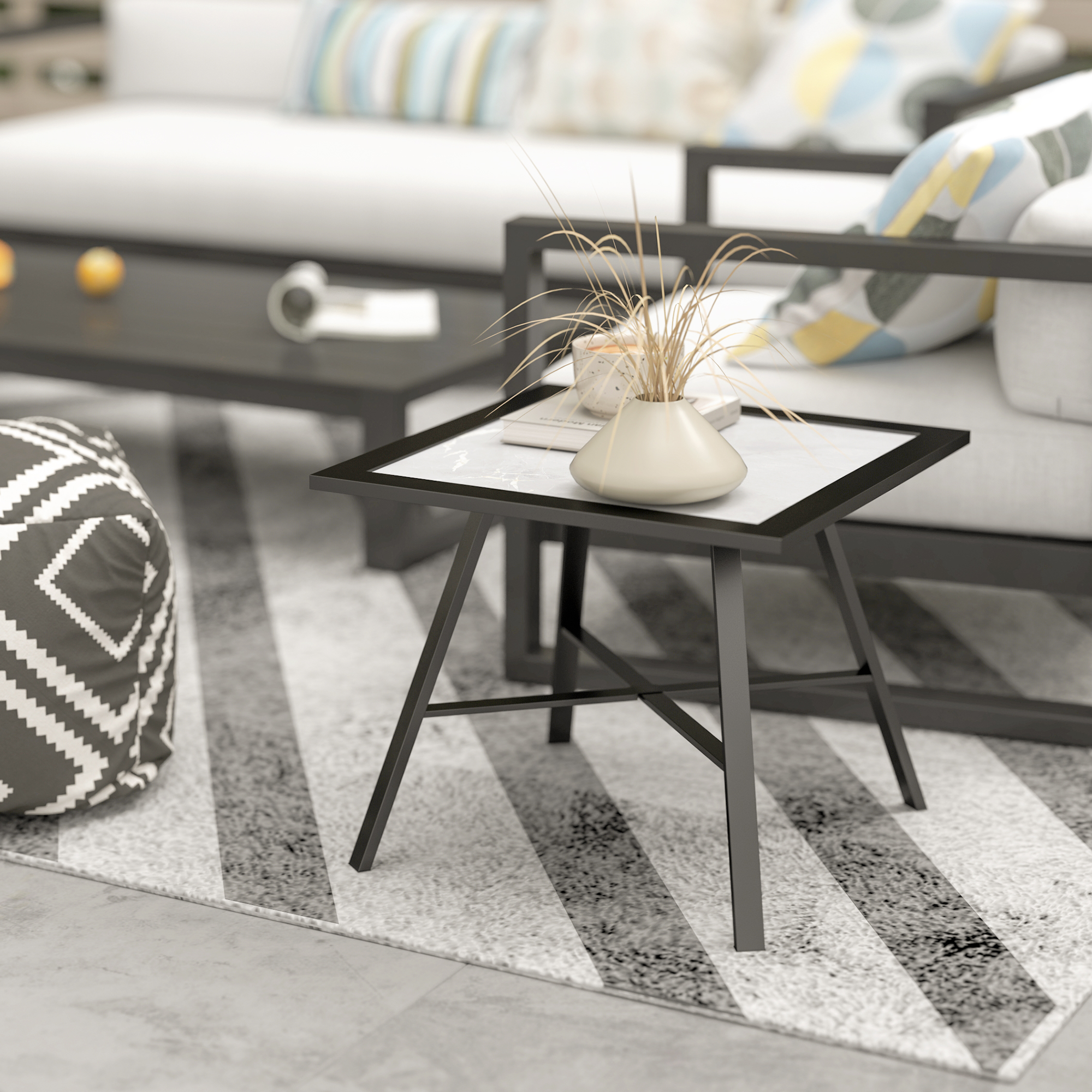 Outsunny Small Outdoor Side Table, Patio Side Table with SPC Tabletop ...