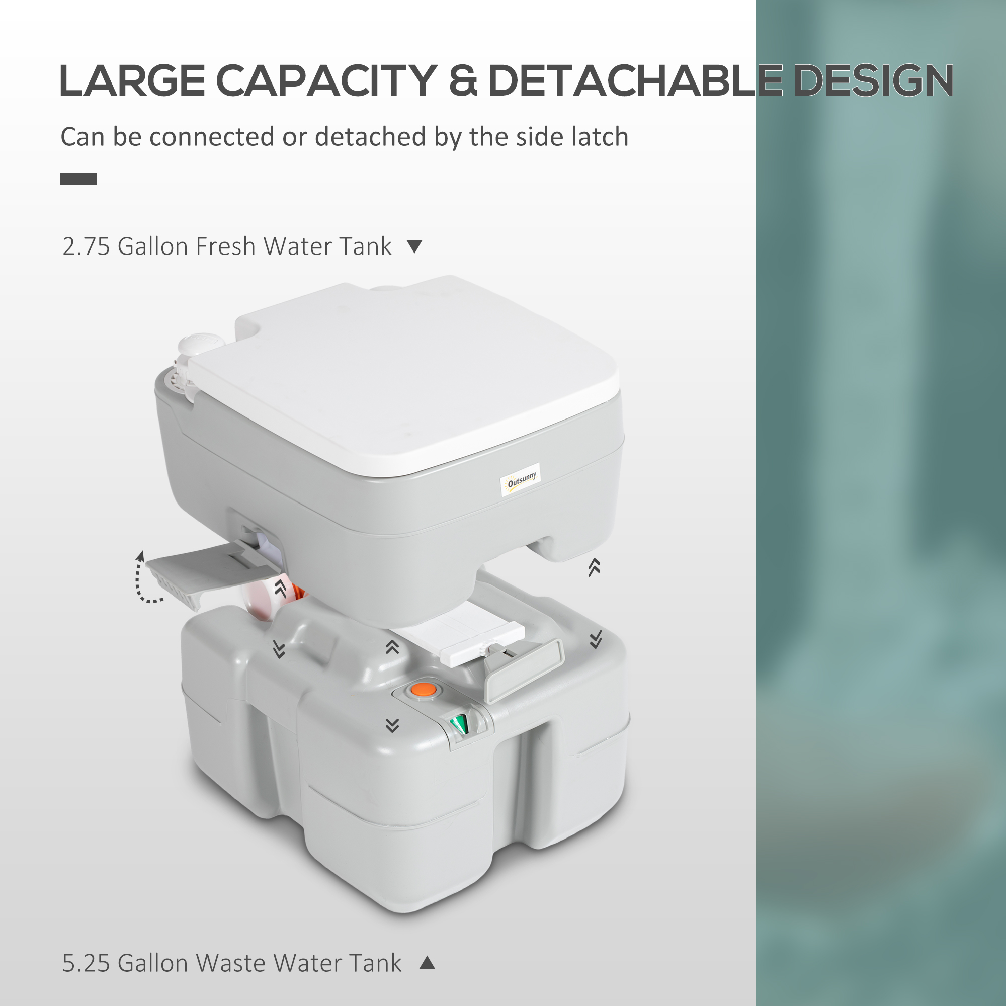 Outsunny Porta Potty Portable Toilet with Level Indicator and Anti-Leak ...