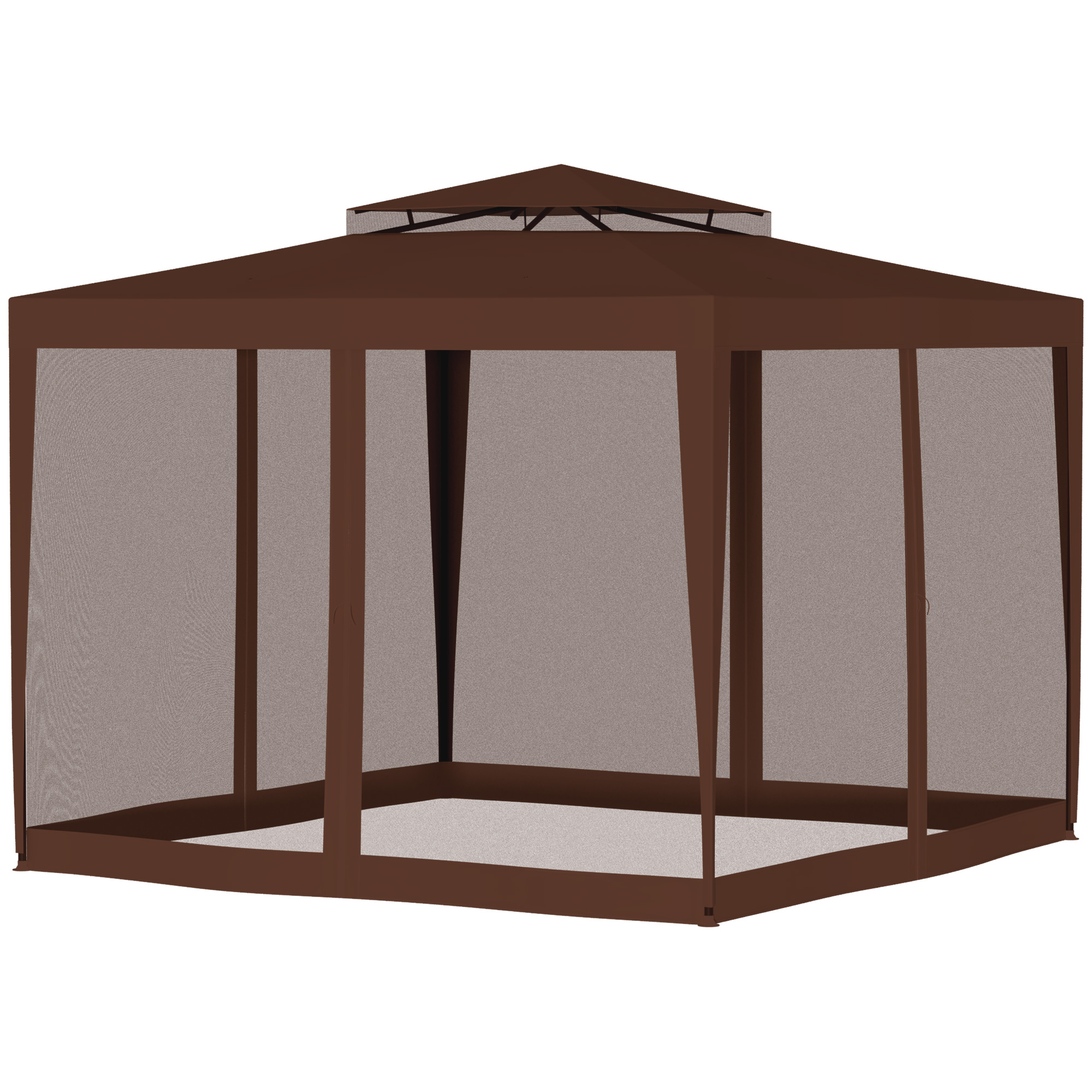 Outsunny 10' x 10' Canopy Tent, Part Tent with Mesh Netting and Double ...