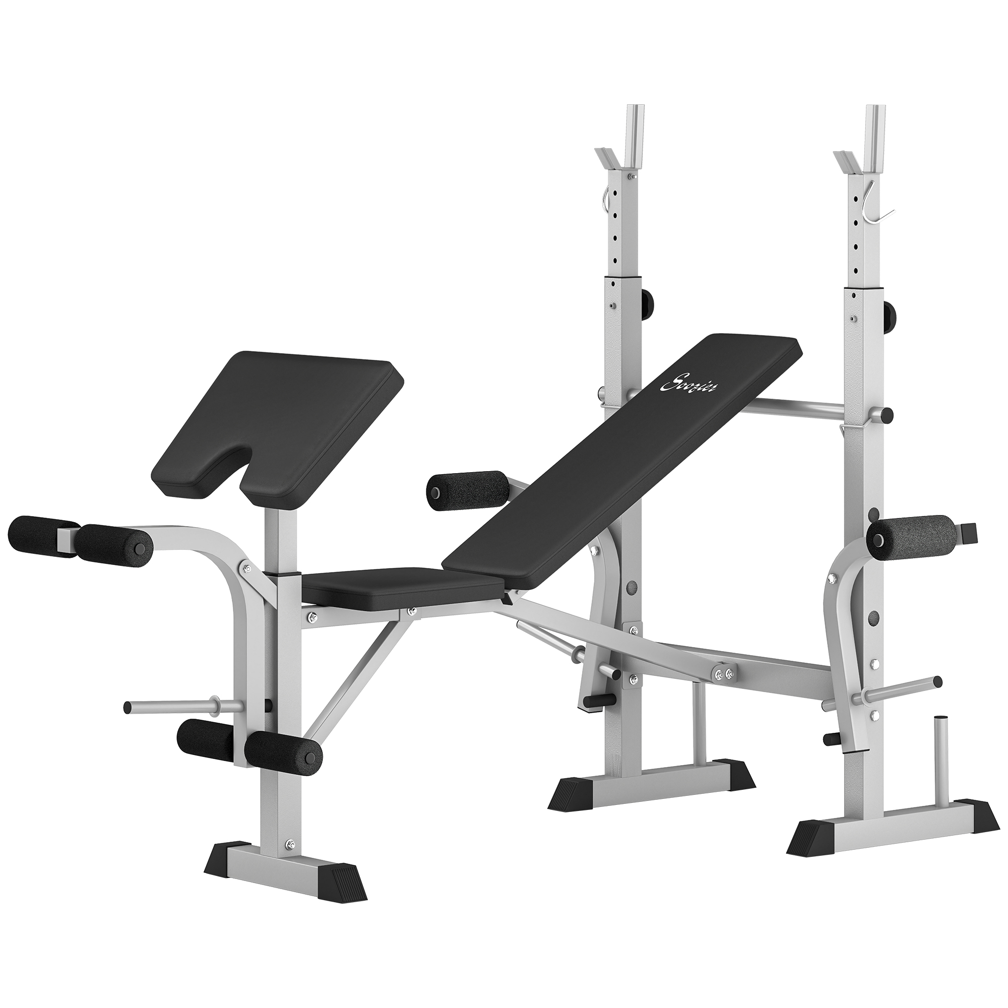 Soozier Bench Press Set Adjustable Weight Bench with Squat Rack ...