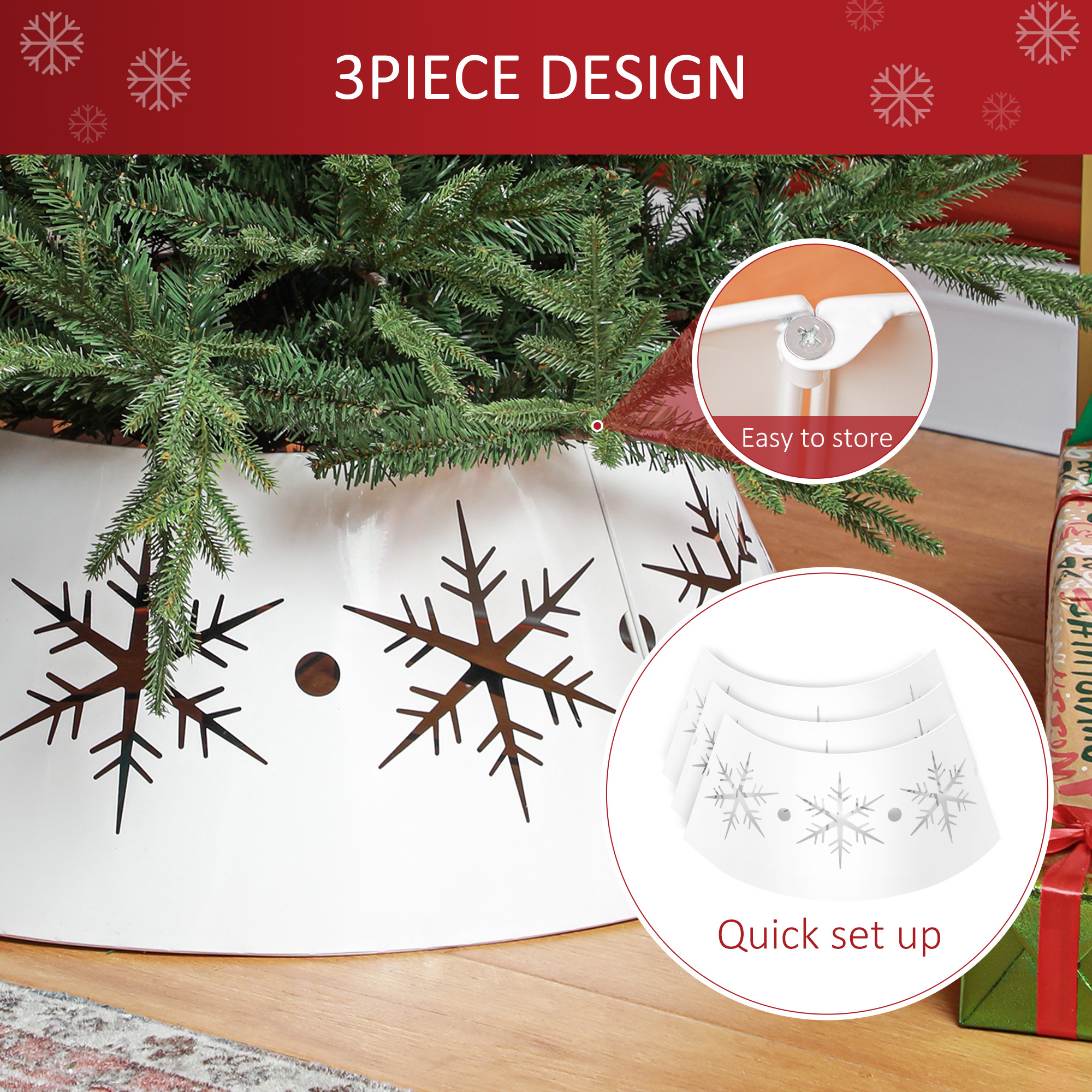 HOMCOM 26" Christmas Tree Base Cover, Christmas Tree Collar with Hollow ...
