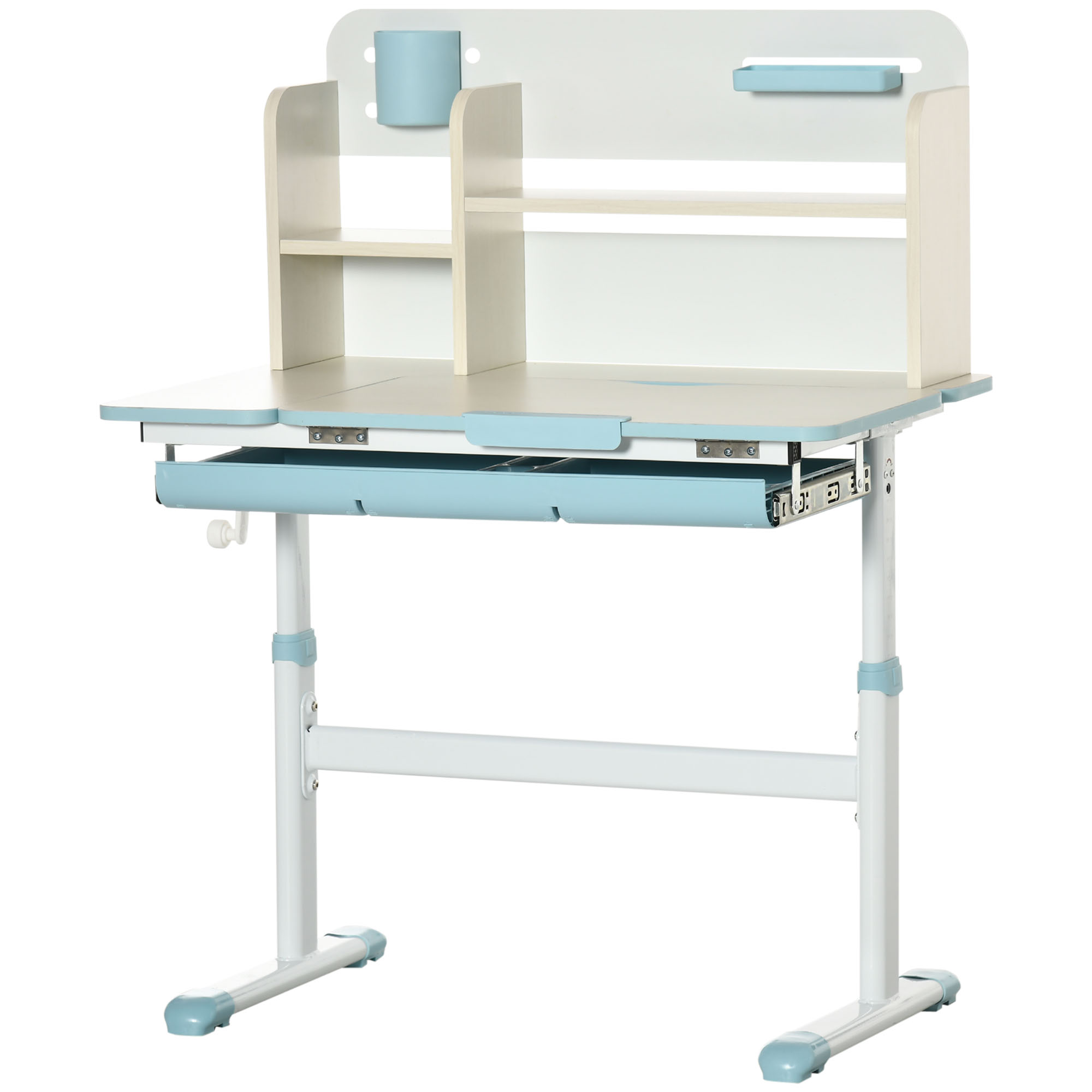 Qaba Kids Desk, Height Adjustable Children School Study Table, Student ...