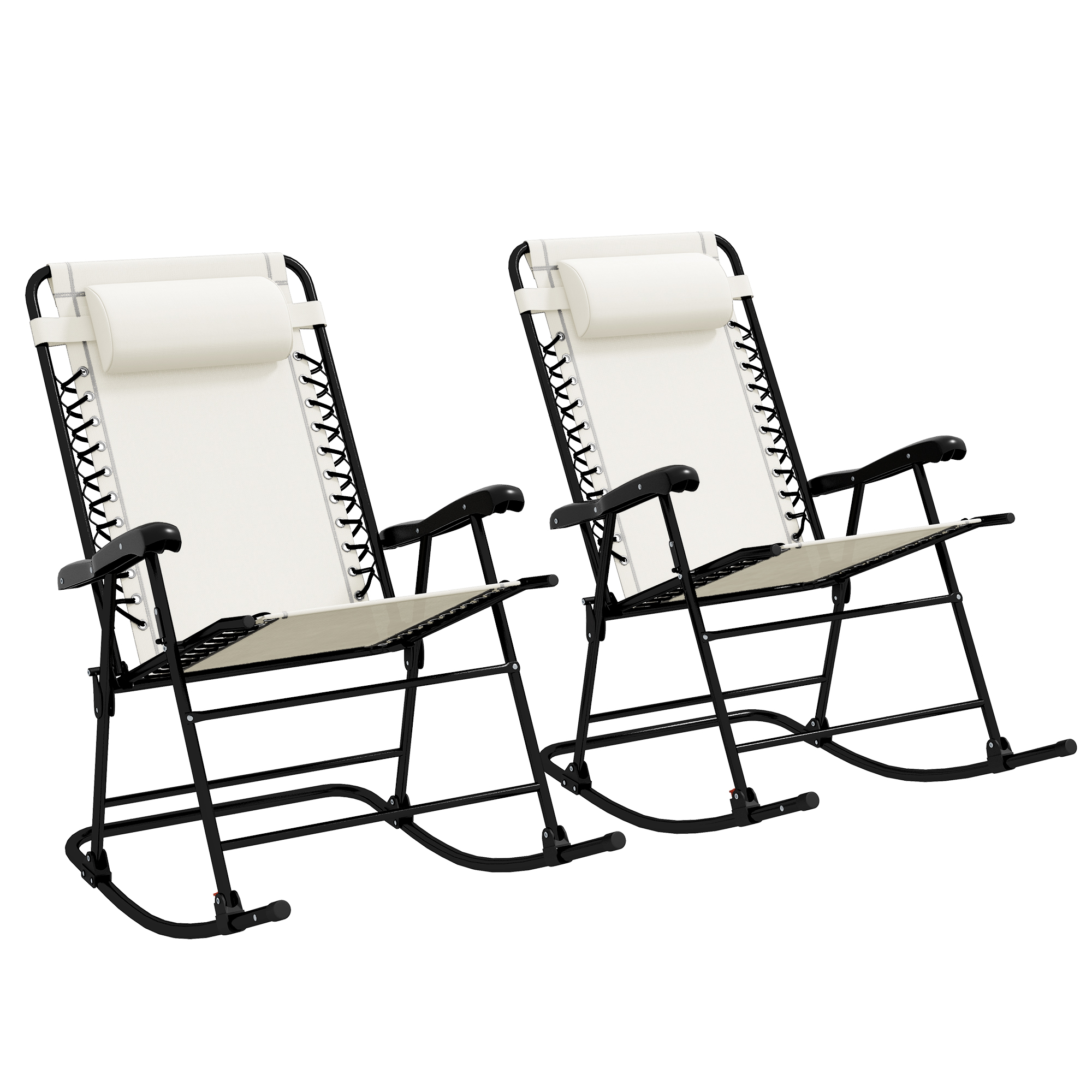 Outsunny Outdoor Rocking Chair Set of 2, Patio Folding Lawn Rocker Set ...