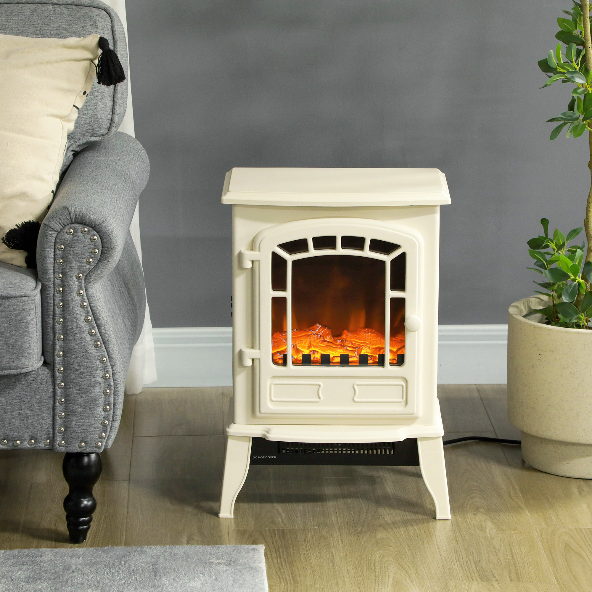 HOMCOM Electric Fireplace Heater, Freestanding Fireplace Stove with ...