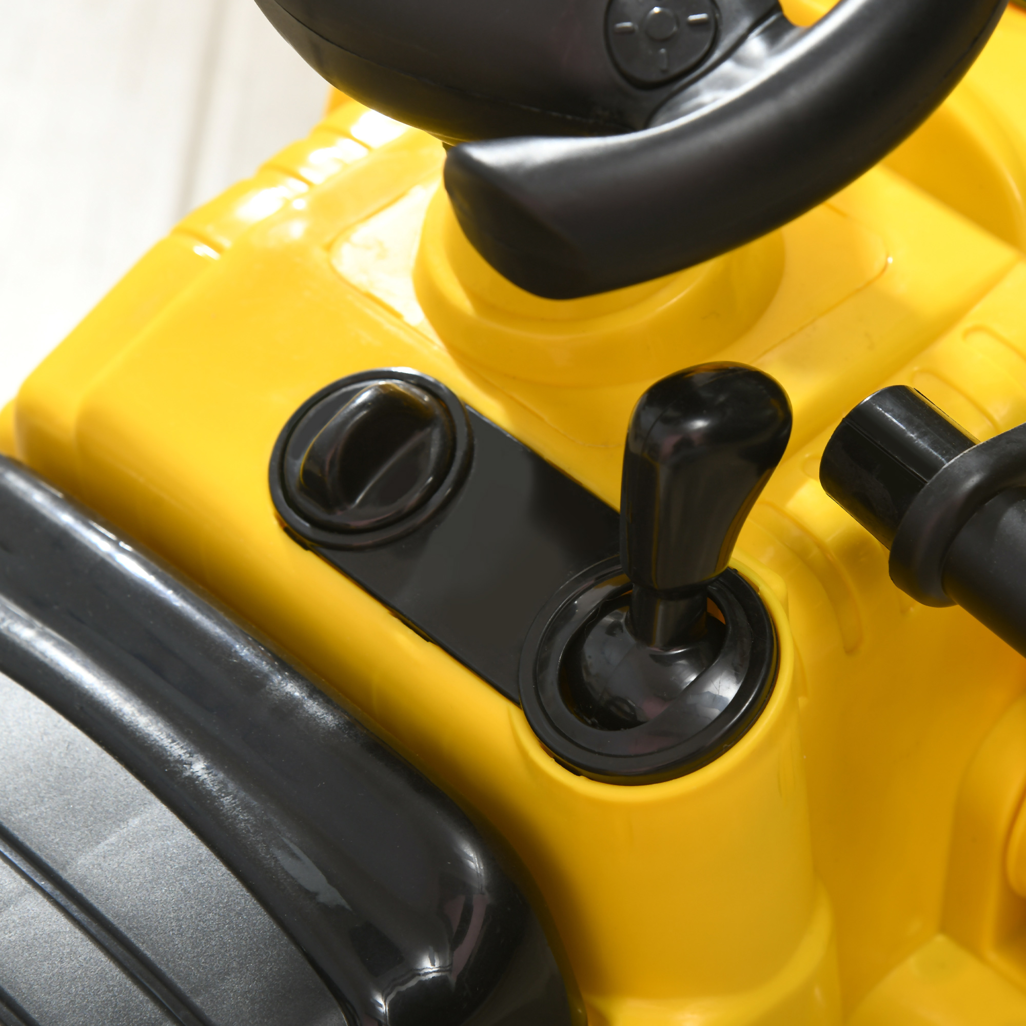 HOMCOM Ride-On Toy Bulldozer with Bucket Horn Steering Wheel Storage ...