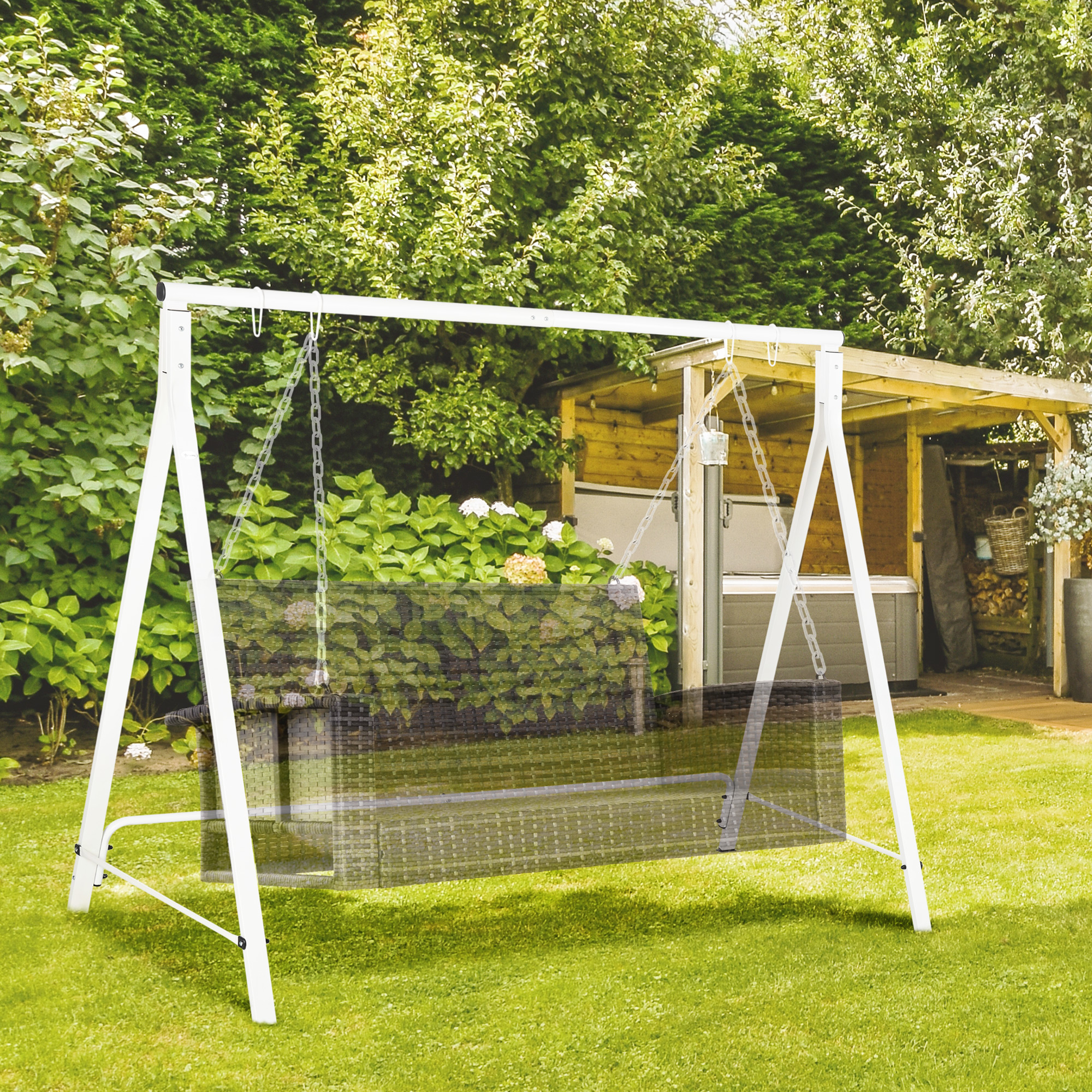 Outsunny Metal Swing Stand Swing Frame, Hanging Chair Stand Only, 528 ...