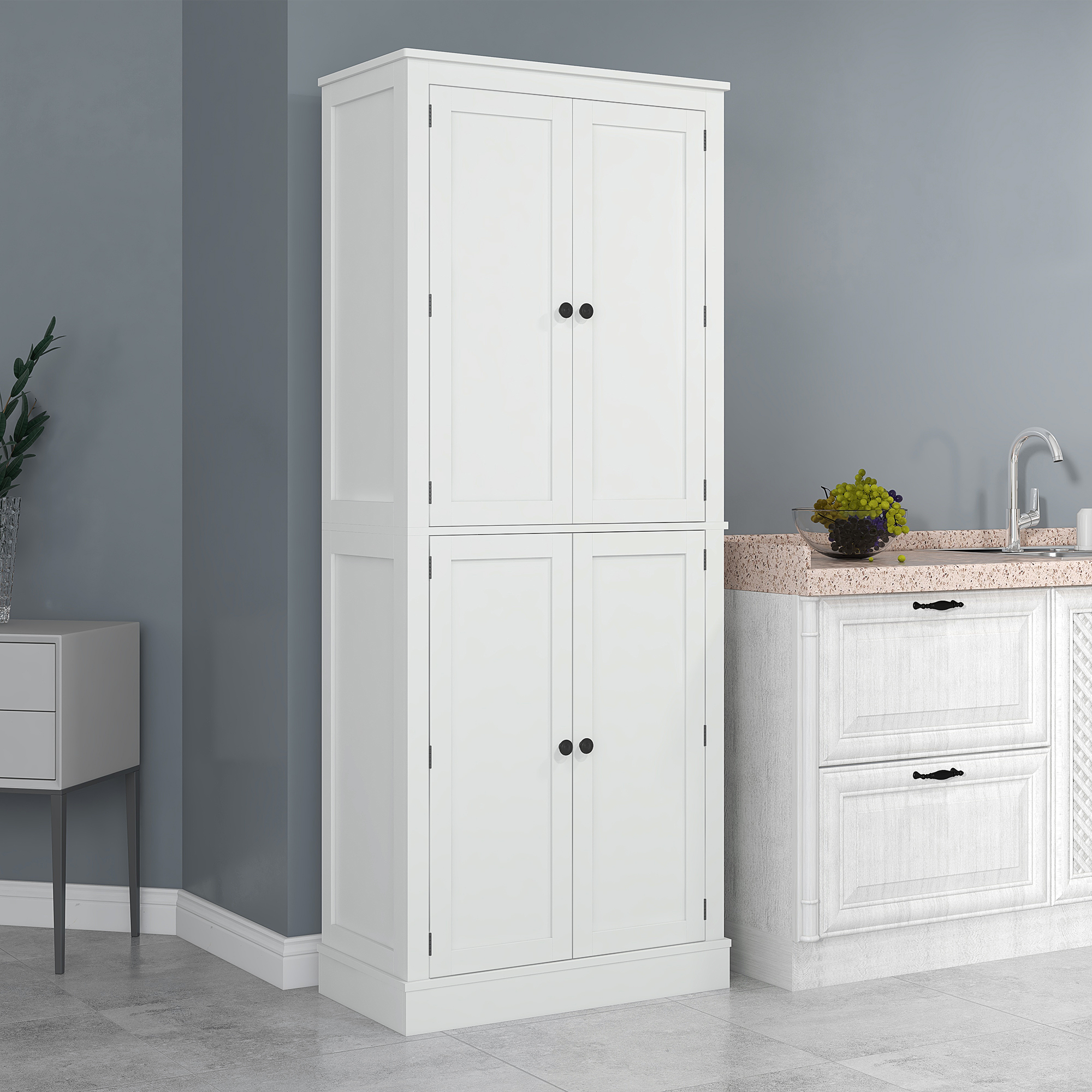 HOMCOM 72" Kitchen Pantry Storage Cabinet, Modern Tall Kitchen Cabinet ...
