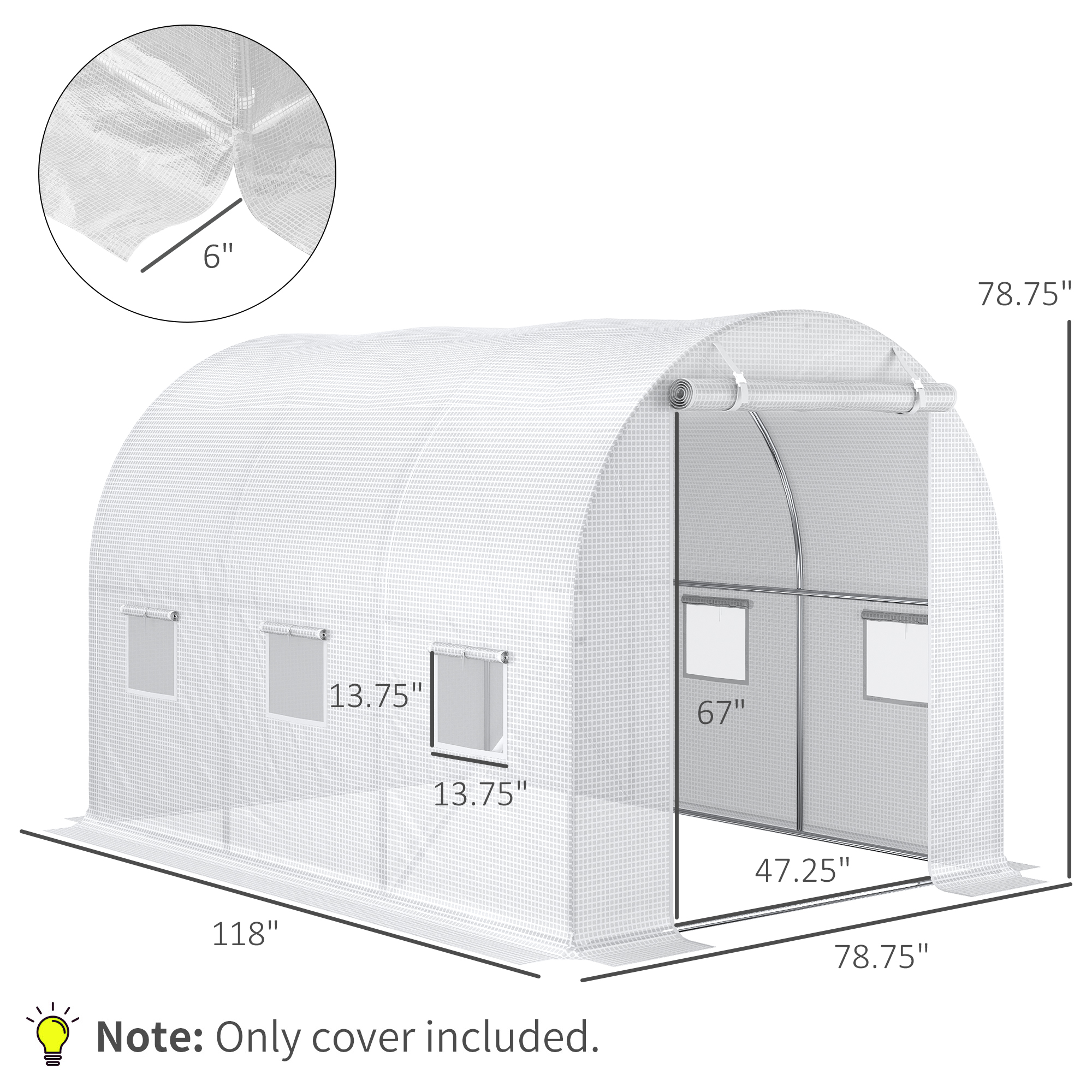 Outsunny 10' x 7' x 7' Greenhouse Replacement Walk-in PE Hot House ...
