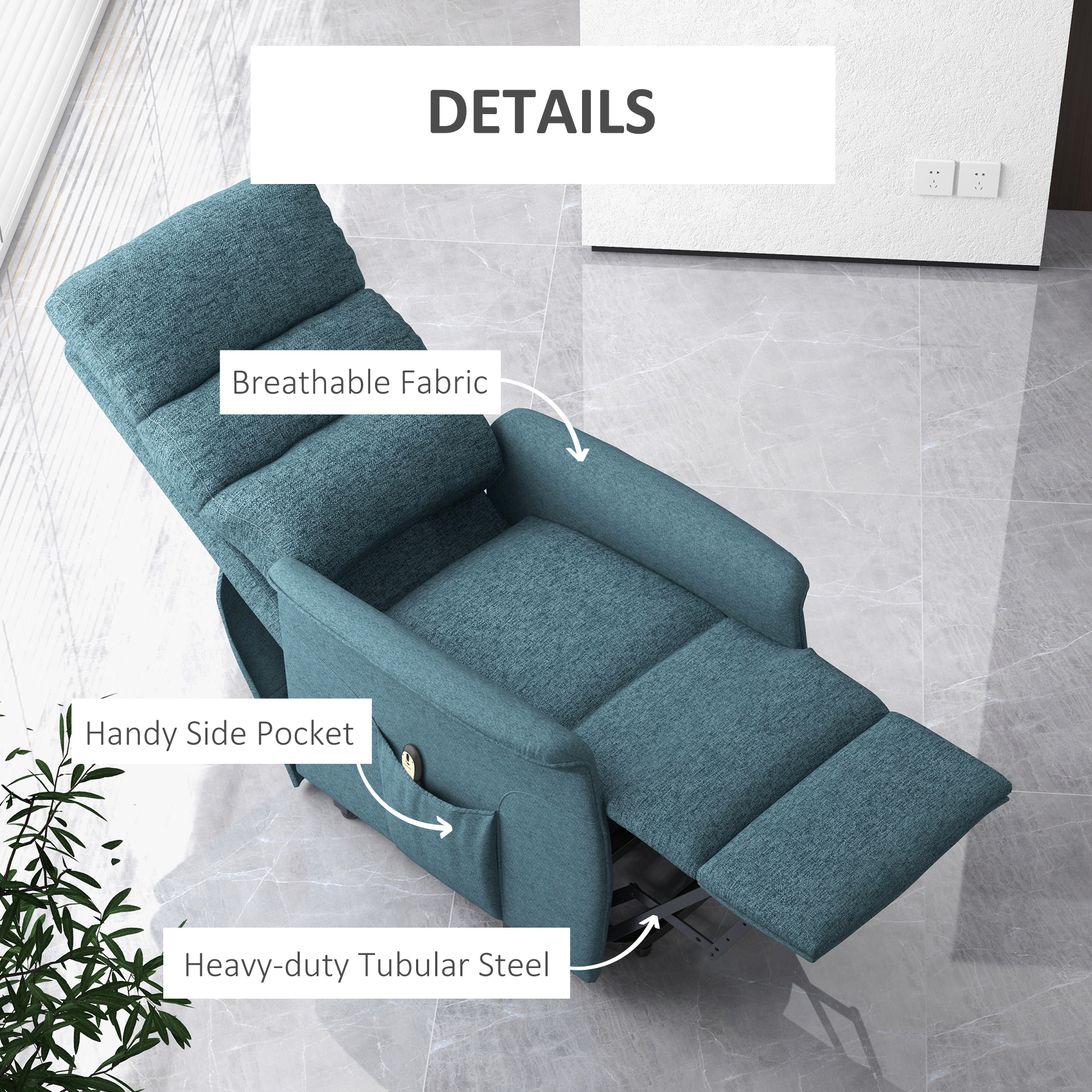 HOMCOM Lift Chair for Elderly, Power Chair Recliner with Remote Control ...