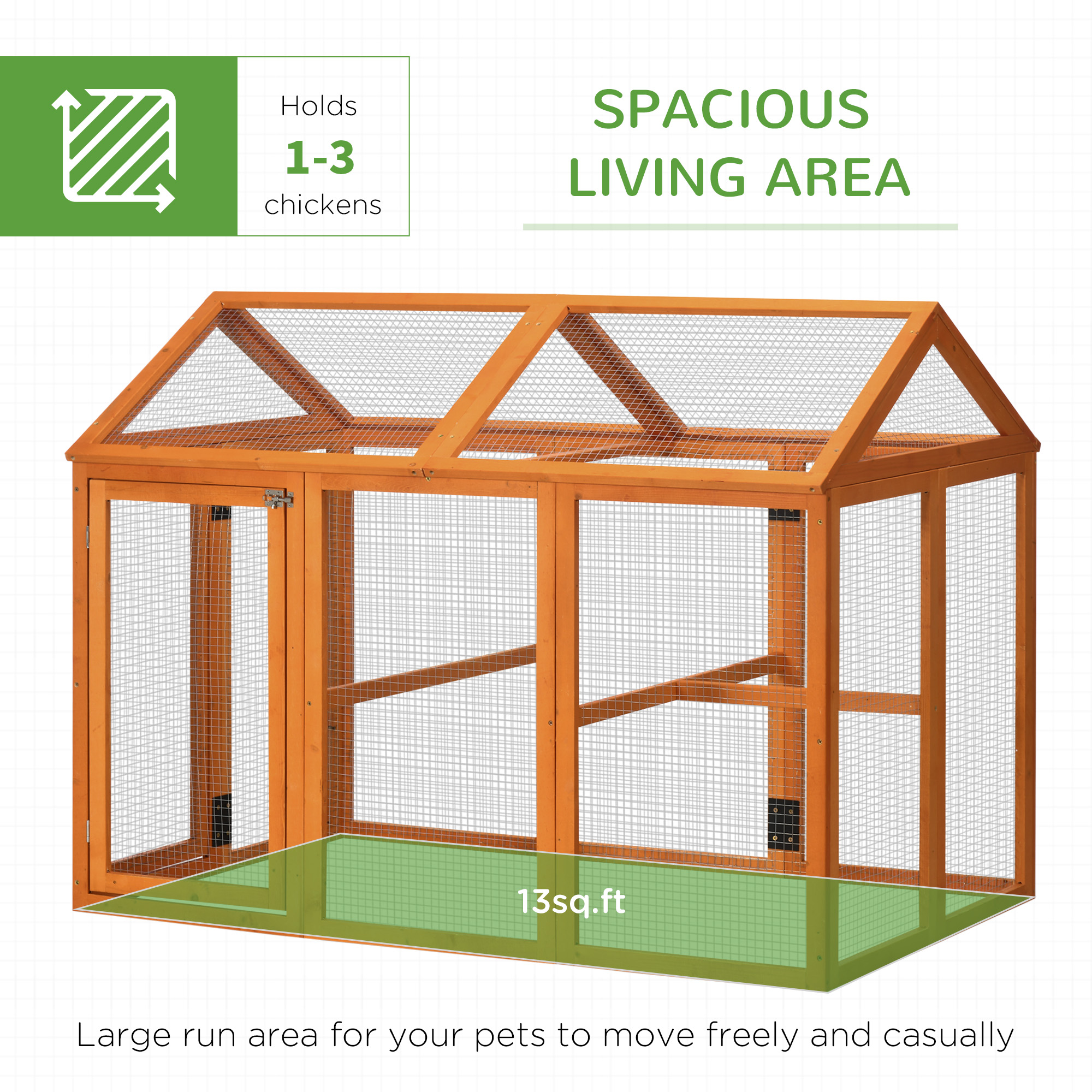 PawHut Wooden Chicken Run Combinable Design with Perches, 4.6' x 2.8 ...