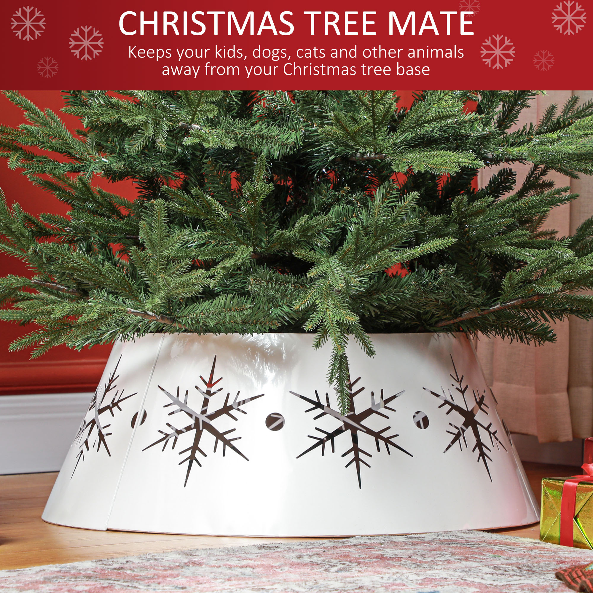 HOMCOM 26" Christmas Tree Base Cover, Christmas Tree Collar with Hollow ...