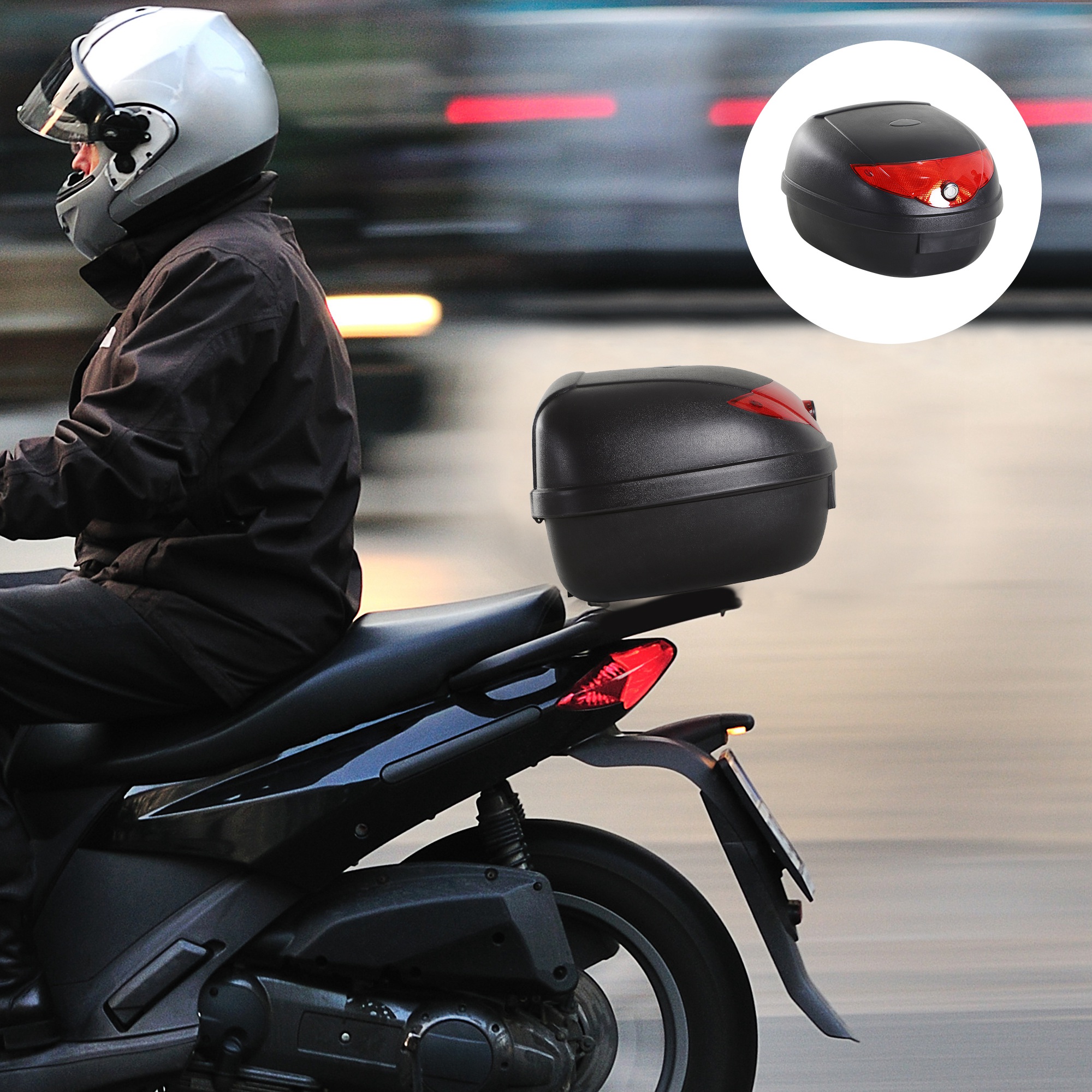 HOMCOM Detachable Scooter Motorcycle Trunk 24L Tour Tail Carrier ...