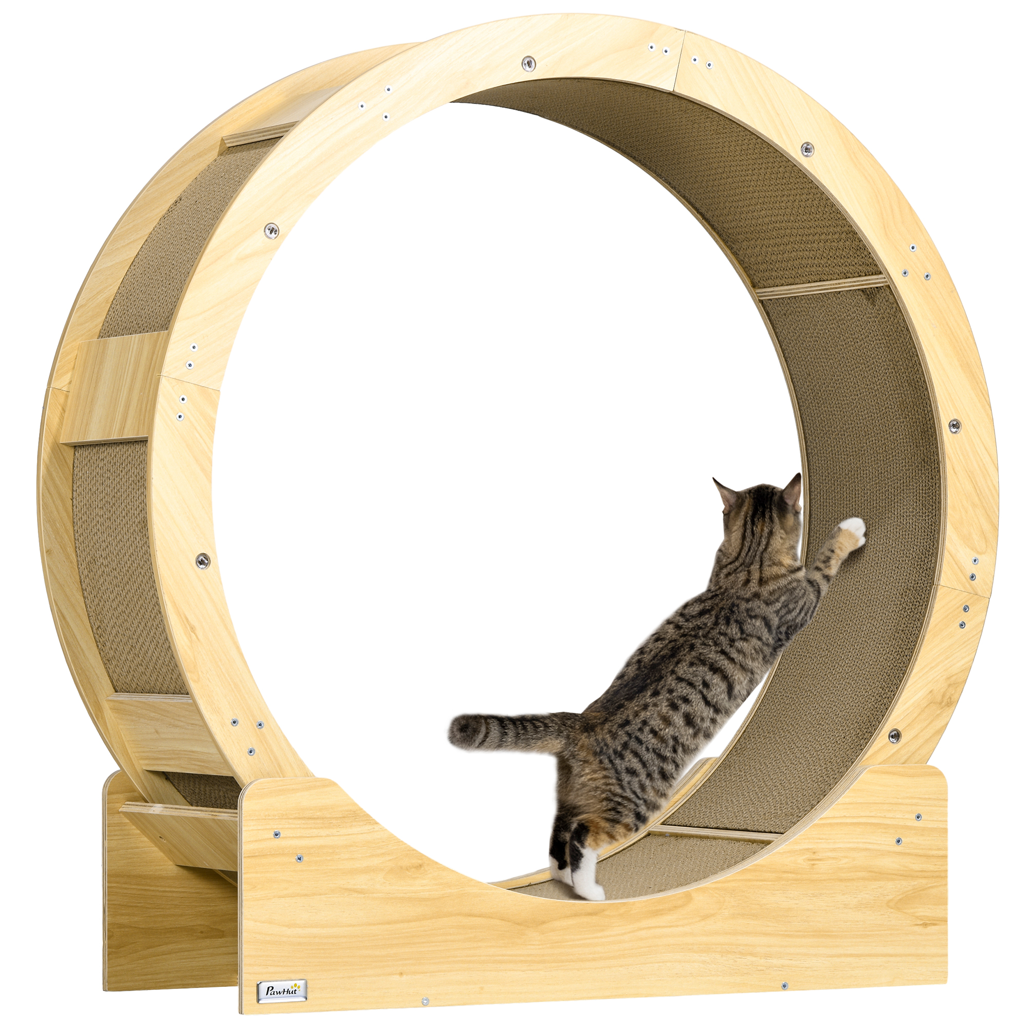 PawHut 36" Cat Wheel for Indoor Cats with Brake, Scratching Pads, Oak ...