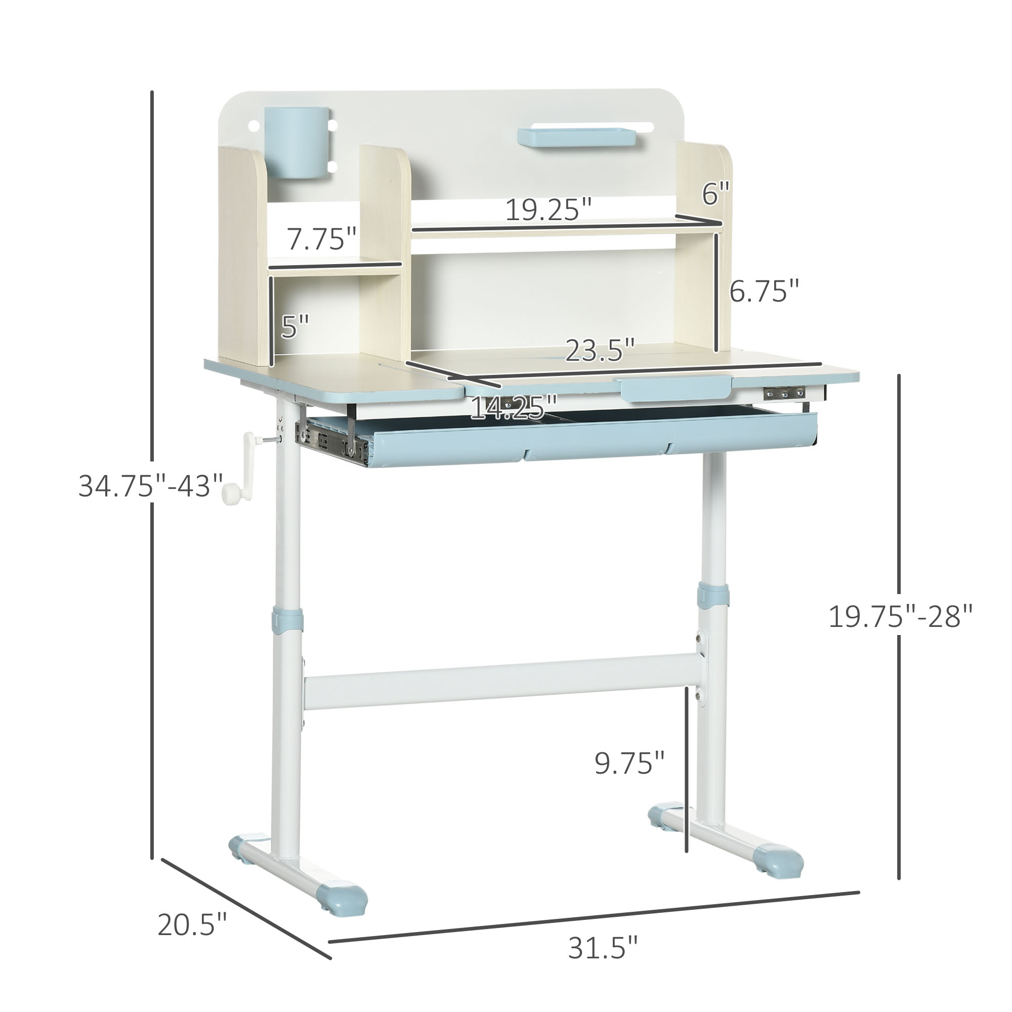 Adjustable height study desk store