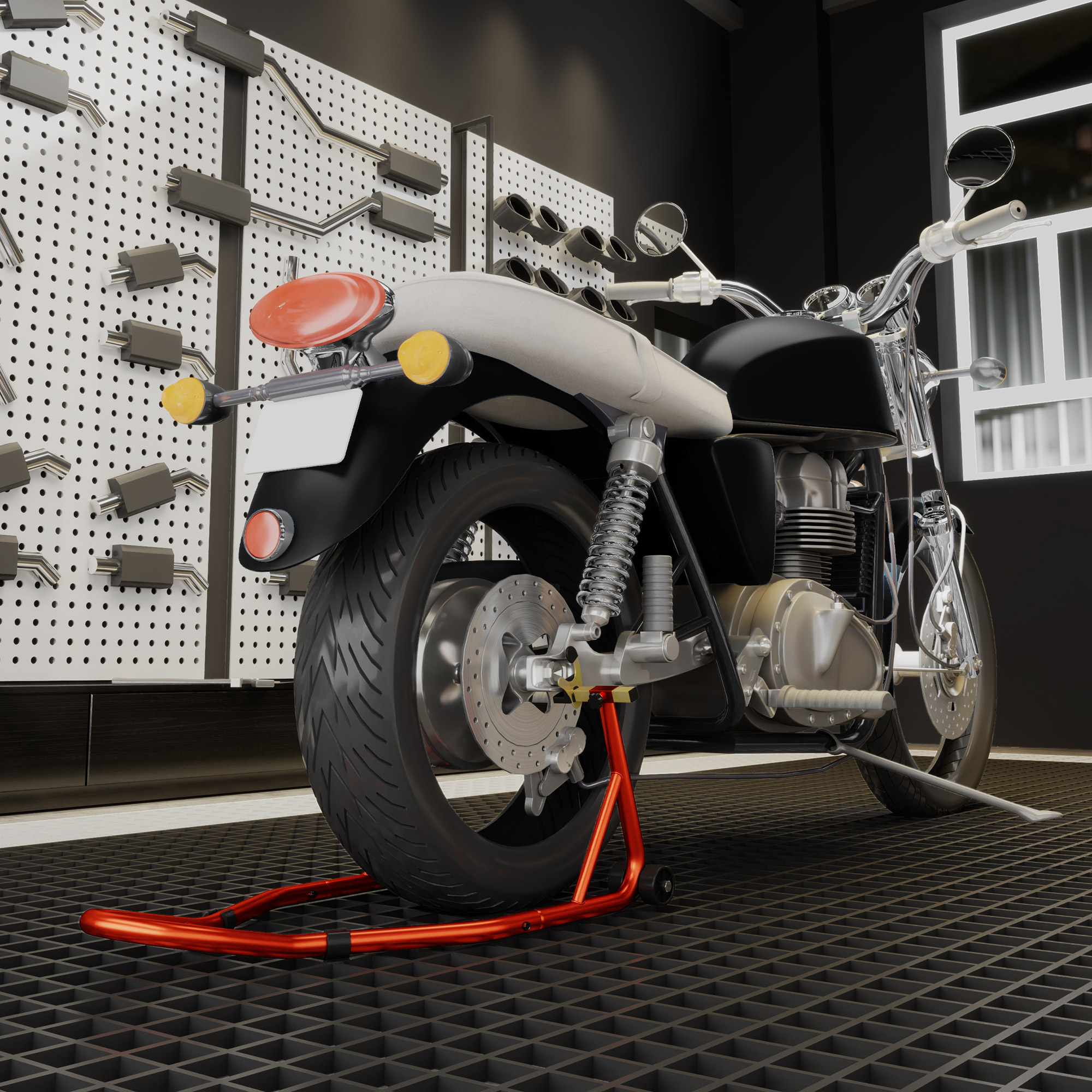 HOMCOM Motorcycle Rear Wheel Stand, Universal Motorcycle Lift with U ...