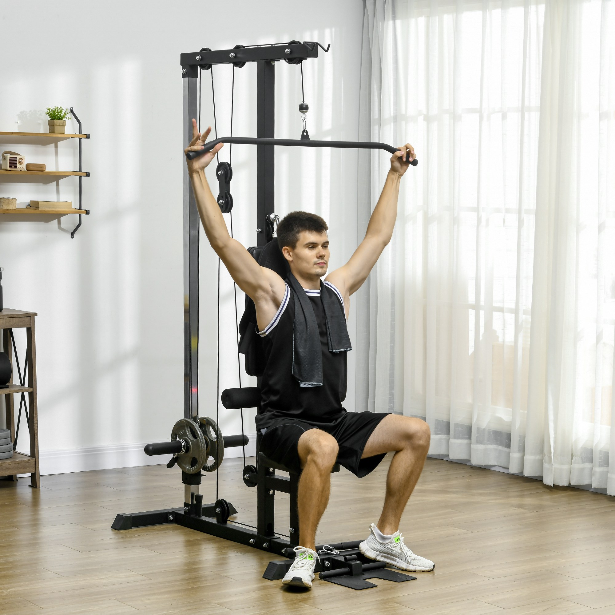 Soozier Lat Pull Down Machine, High / Low Pulley Machine with ...