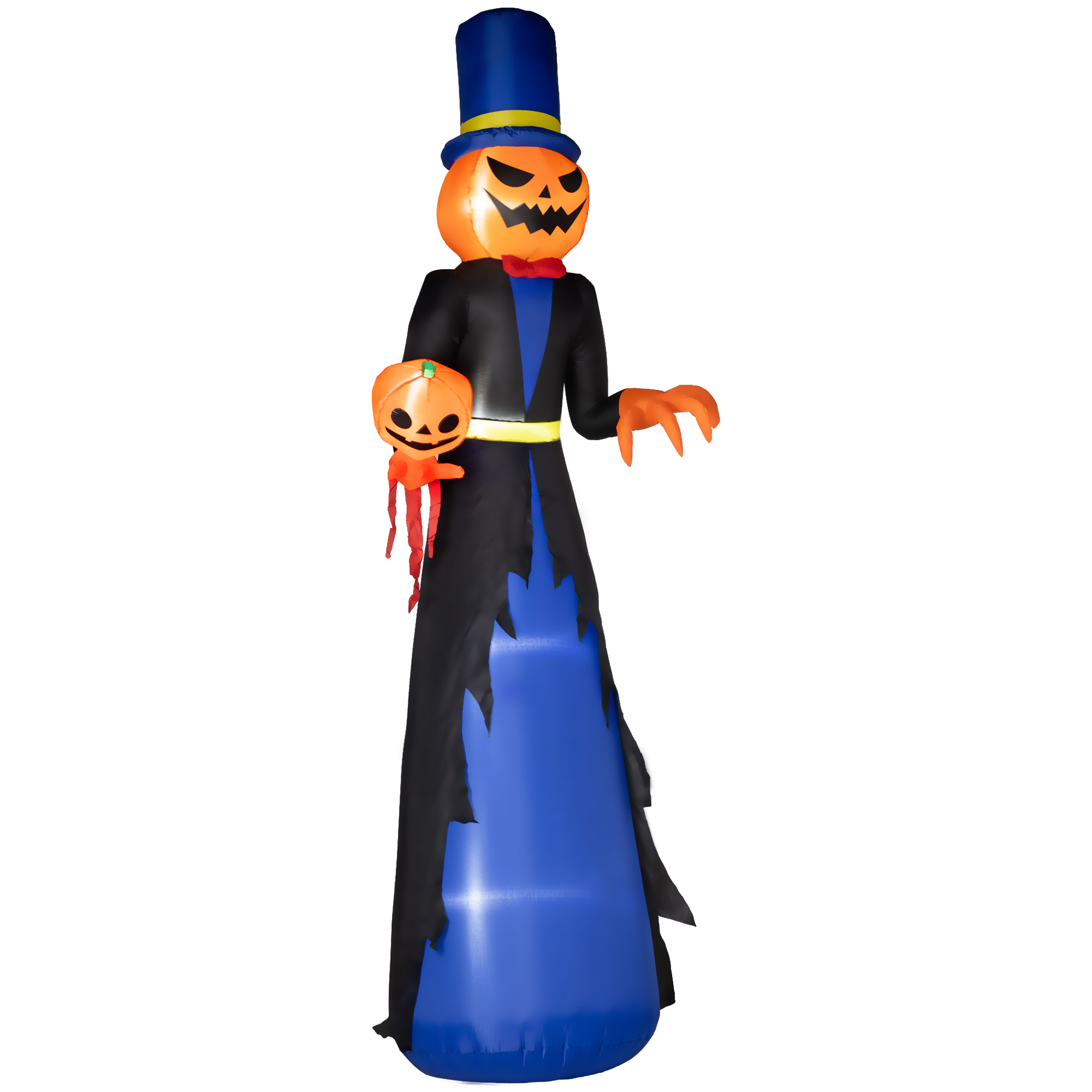 HOMCOM 10ft Inflatable Halloween Pumpkin Head Reaper, Blow Up LED ...