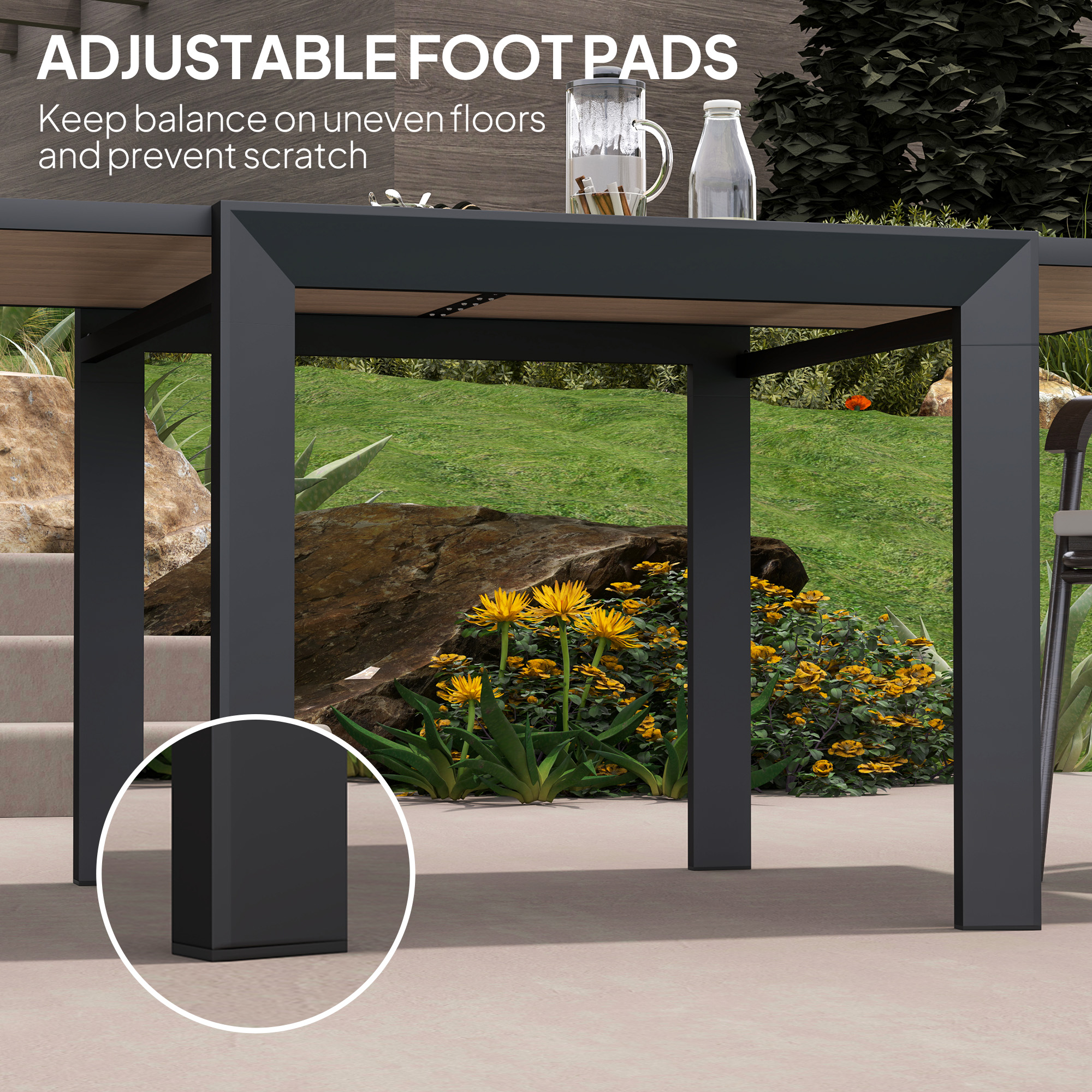 Outsunny 35.5"-71" Expandable Outdoor Dining Table for 4-6 Person ...