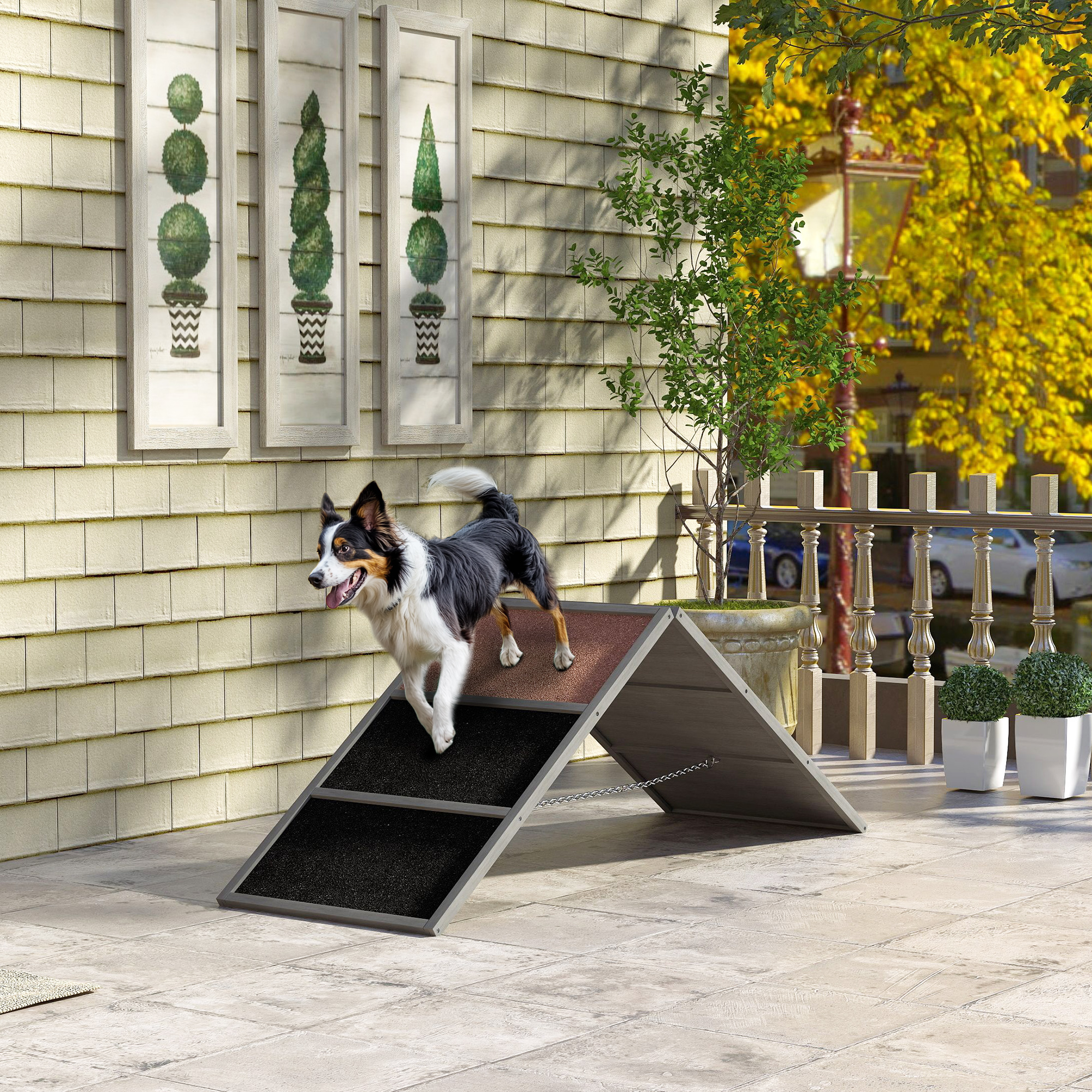 PawHut Dog Agility Equipment Ramp with Non-slip Surface, A-frame ...