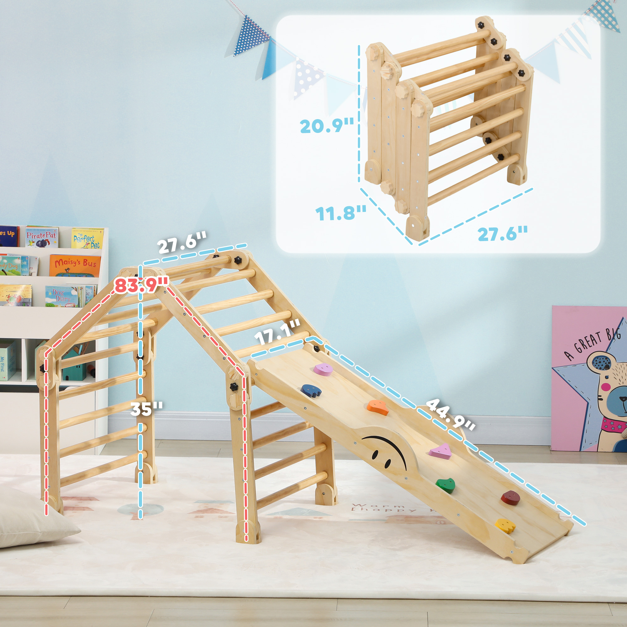 Qaba 4 in 1 Indoor Toddler Climbing Toys for 18-48 Months with Ramp ...