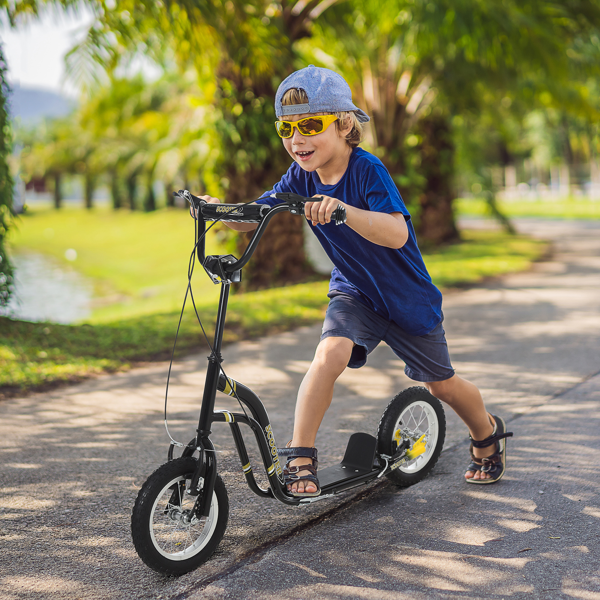 Aosom Youth Scooter Front and Rear Caliper Dual Brakes 12-Inch ...