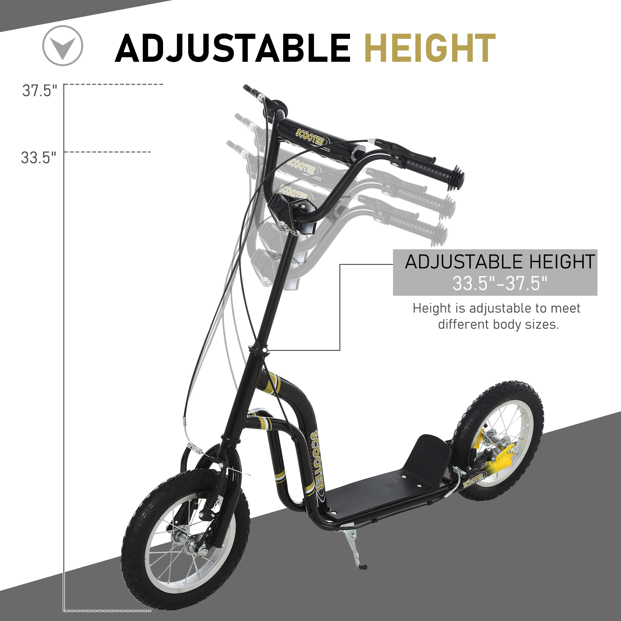 Aosom Youth Scooter Front and Rear Caliper Dual Brakes 12-Inch ...