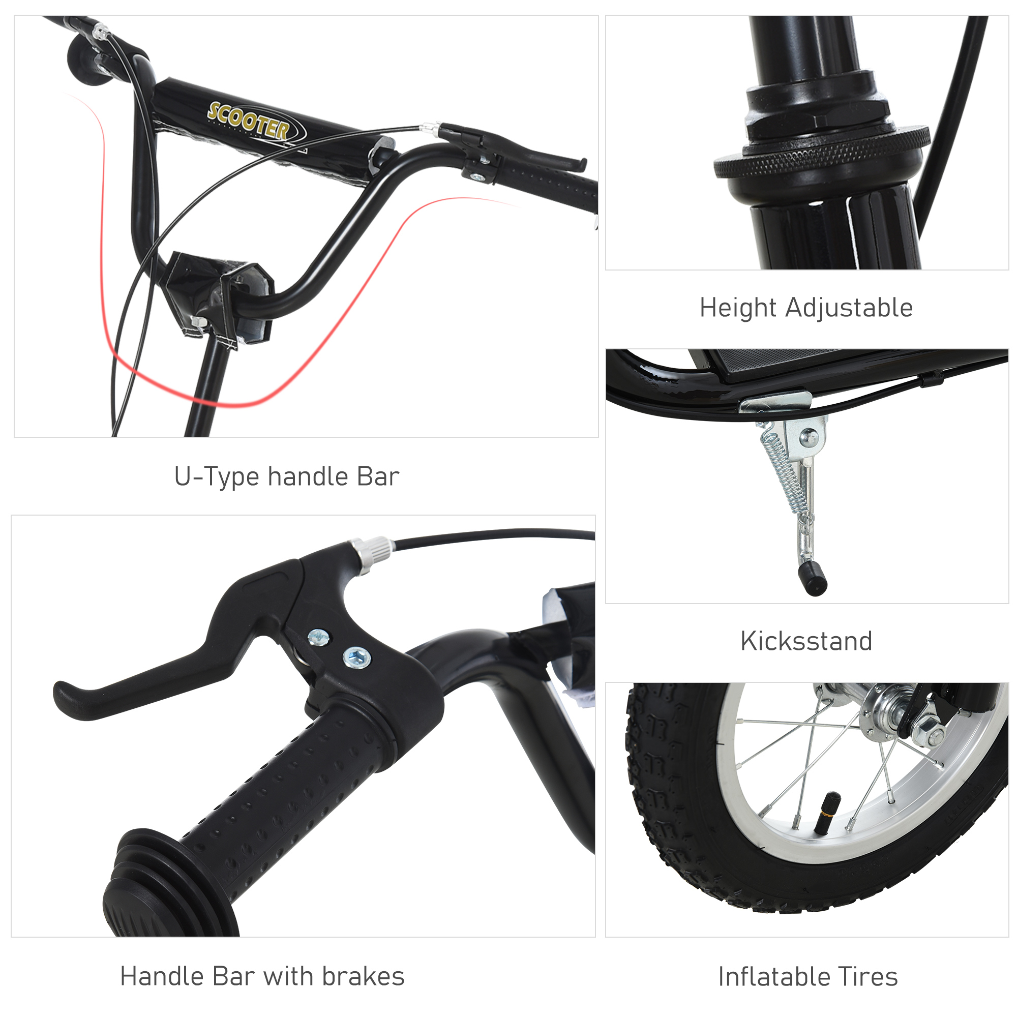 Aosom Youth Scooter Front and Rear Caliper Dual Brakes 12-Inch ...