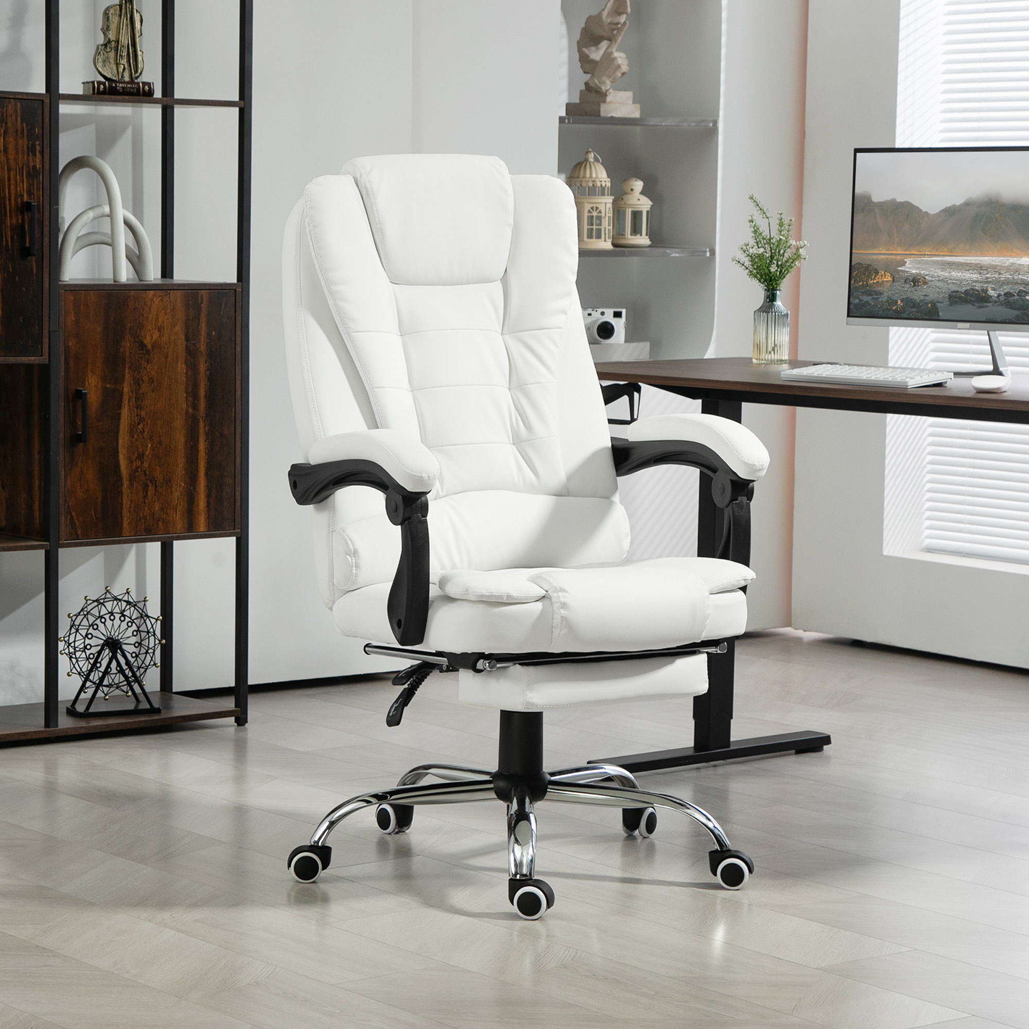 HOMCOM High Back Office Chair PU Leather Executive Office Chair with ...